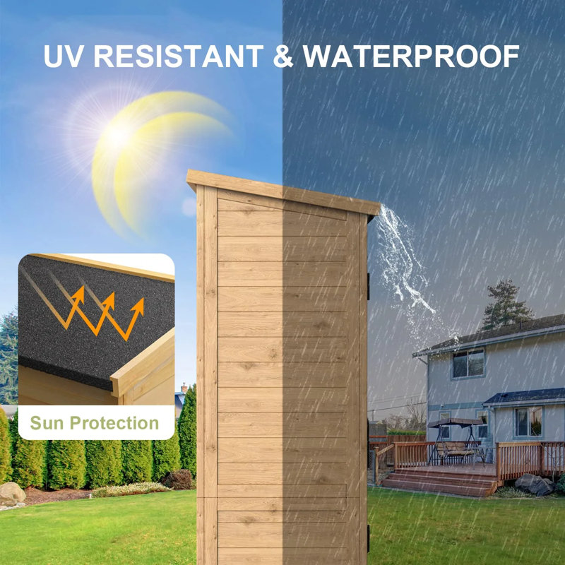 Aiho 4 ft. 7 in. W x 1 ft. 5 in. D Solid Wood Vertical Tool Shed ...