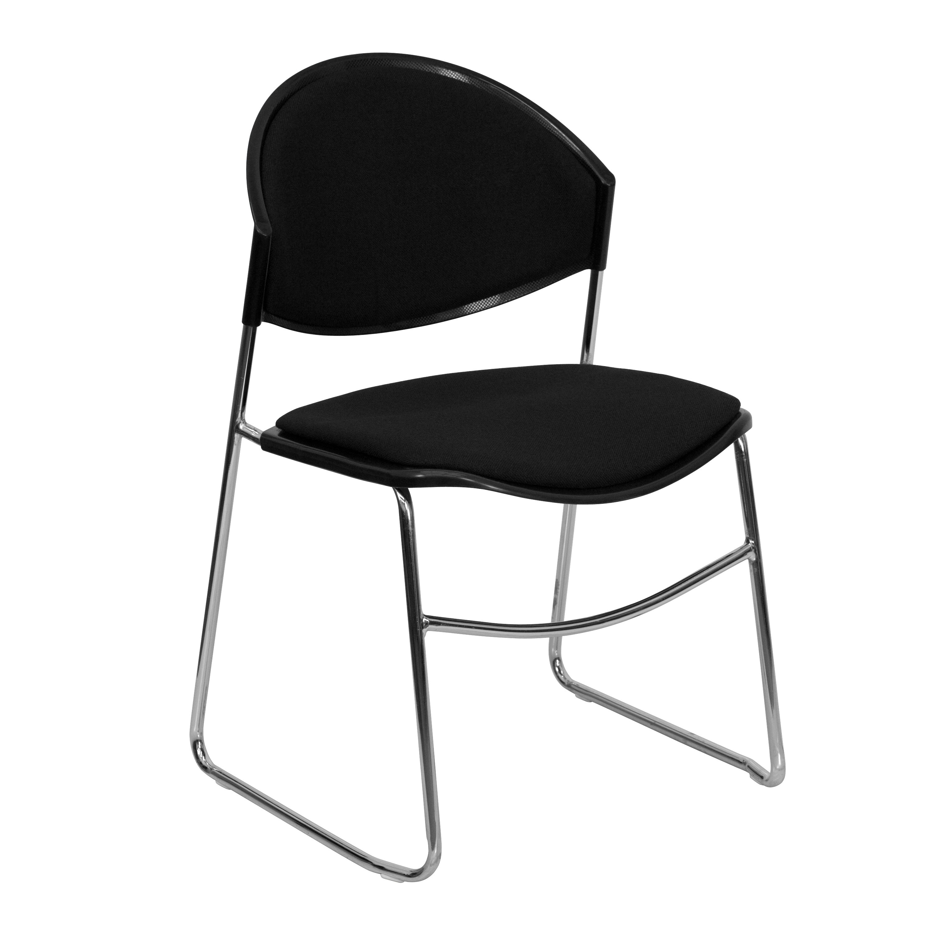 Flash Furniture Hercules 550 LB. capacity Blak Padded Stack Chair with ...