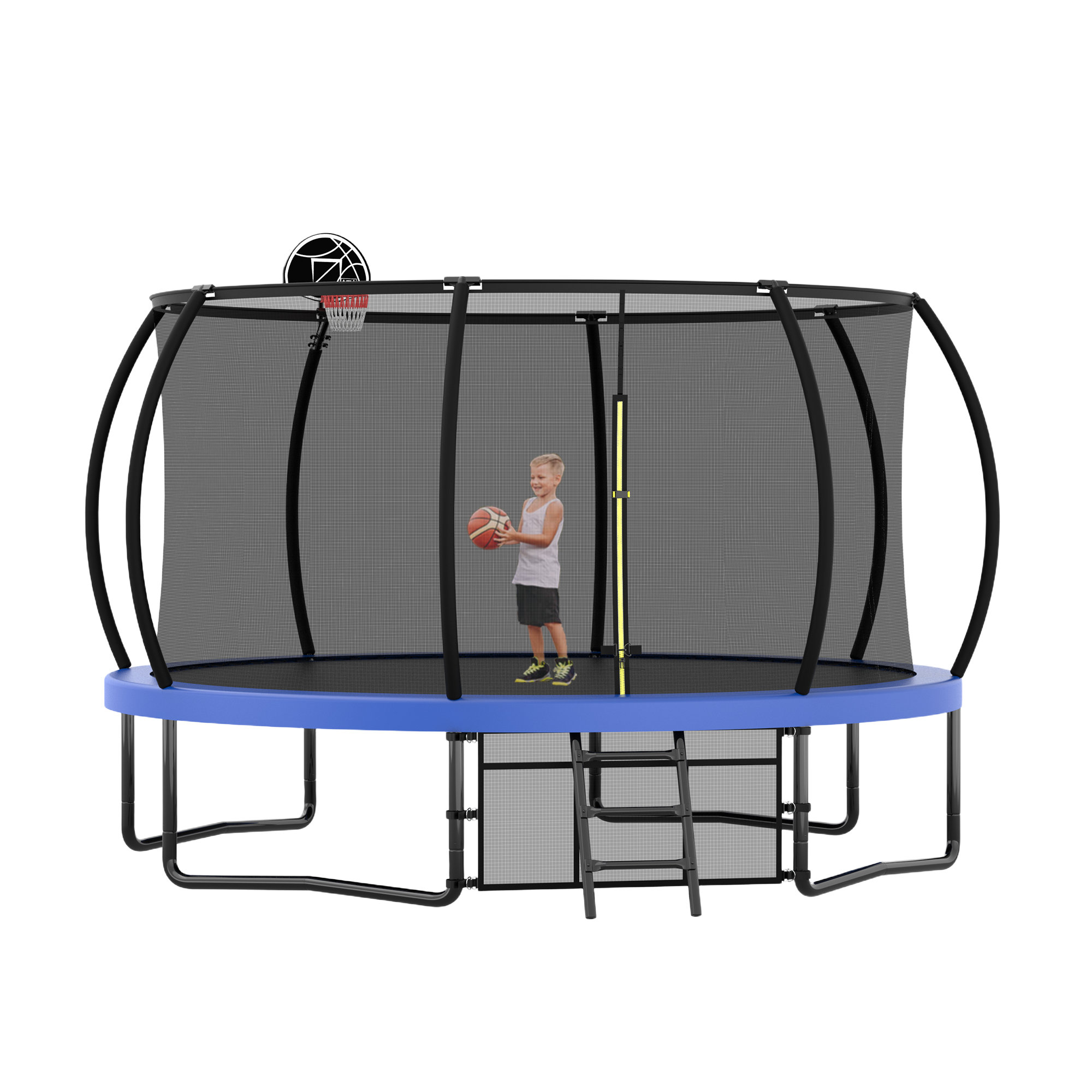 Blu Aired Merch 14FT Trampoline With Basketball Hoop,Ladder And Shoe ...