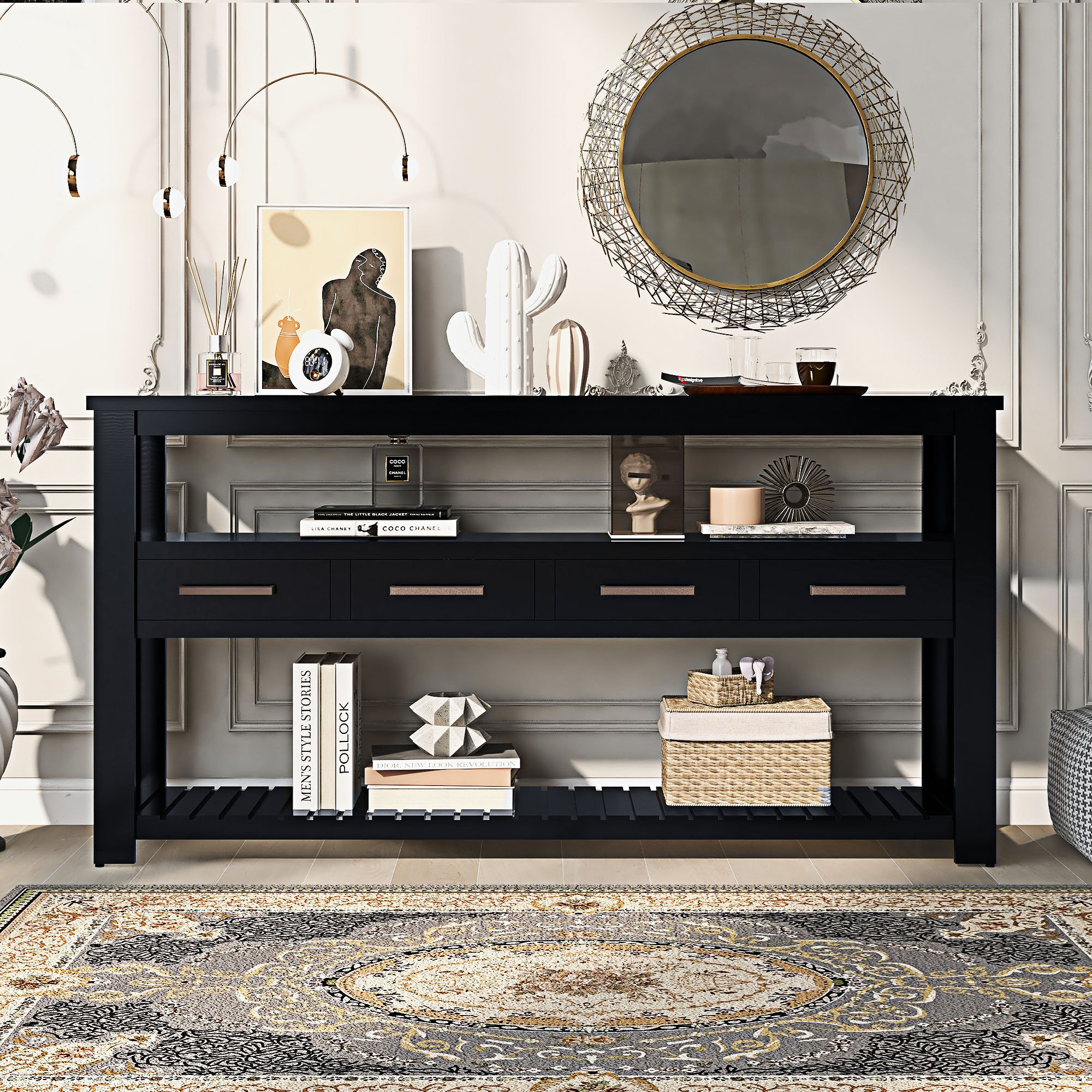 Lark Manor™ Console Table Entryway Table With Drawers And Open Shelves ...