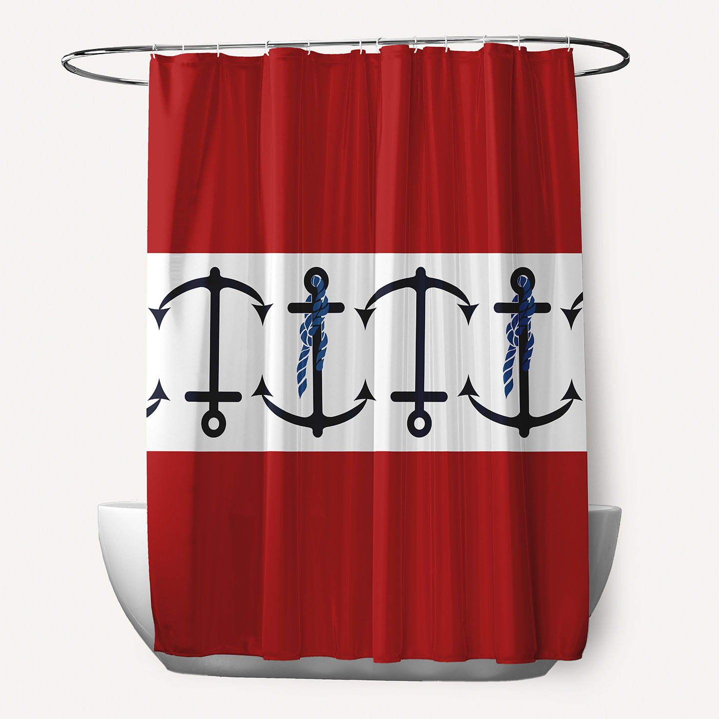 Breakwater Bay Anchor Stripe Print Single Shower Curtain & Reviews ...