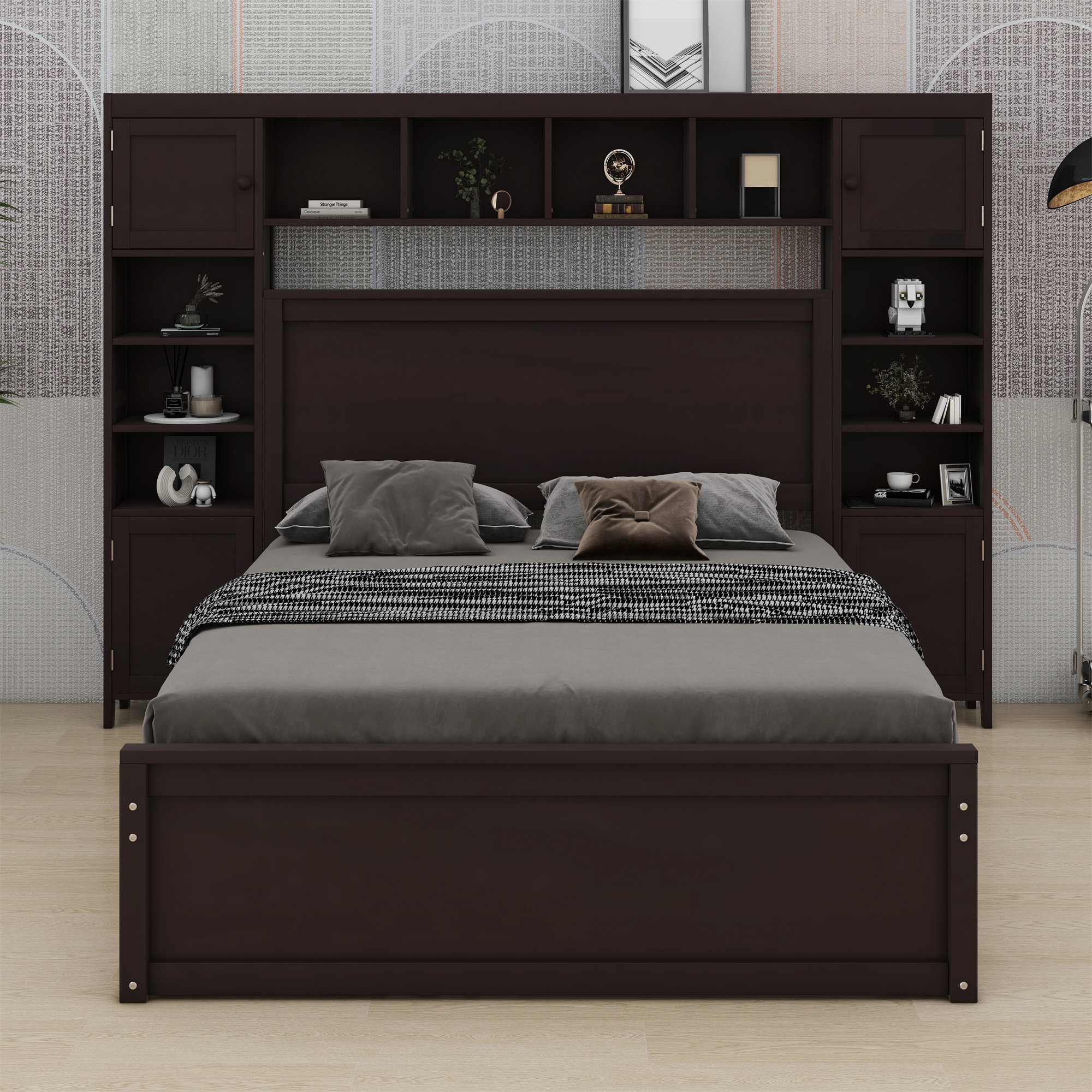 Latitude Run® Bed With All-In-One Cabinet, Shelf And Sockets, Trundle ...