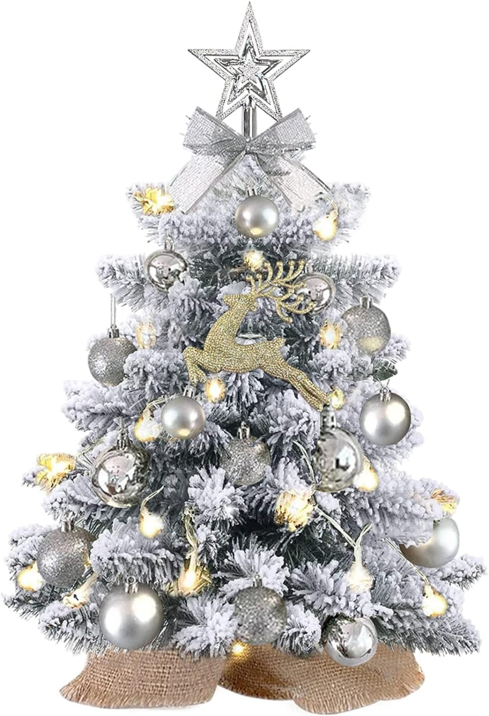 One Allium Way® 24In/2ft Snow Flocked Pre-lit Tabletop Christmas Tree ...