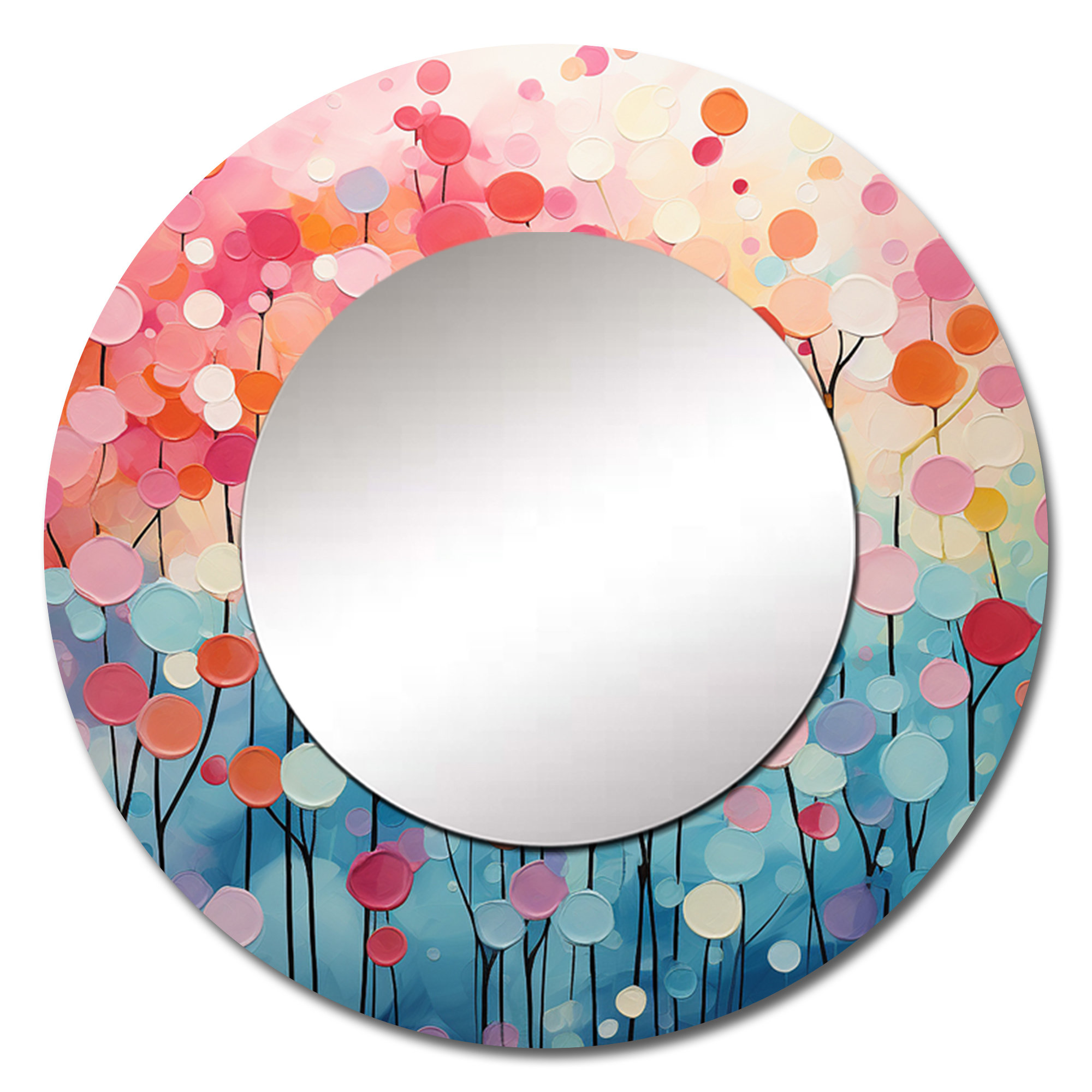 Design Art Cotton Candy II - Abstract Collages Round Mirror Wall Decor ...