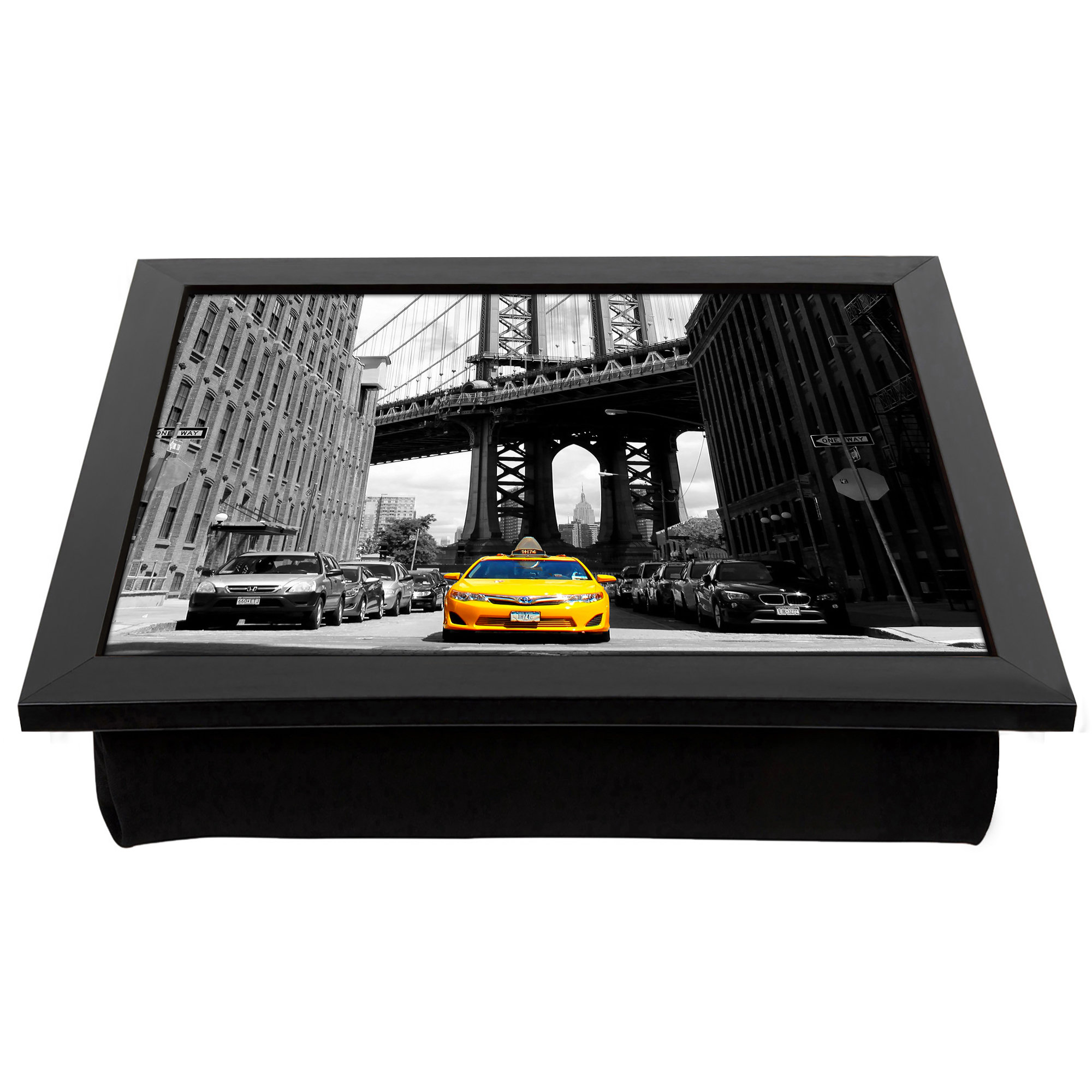 17 Stories Yellow Taxi Cab New York City No.2 Lap Tray with Cushion ...