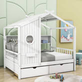 Harper Orchard Letha Two Drawers Wood Daybed with Storage Shelves | Wayfair