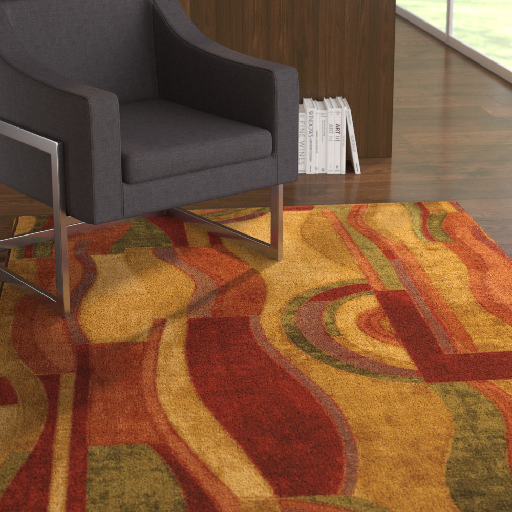 Red Barrel Studio® Workington Abstract Tufted Red/Orange Area Rug ...
