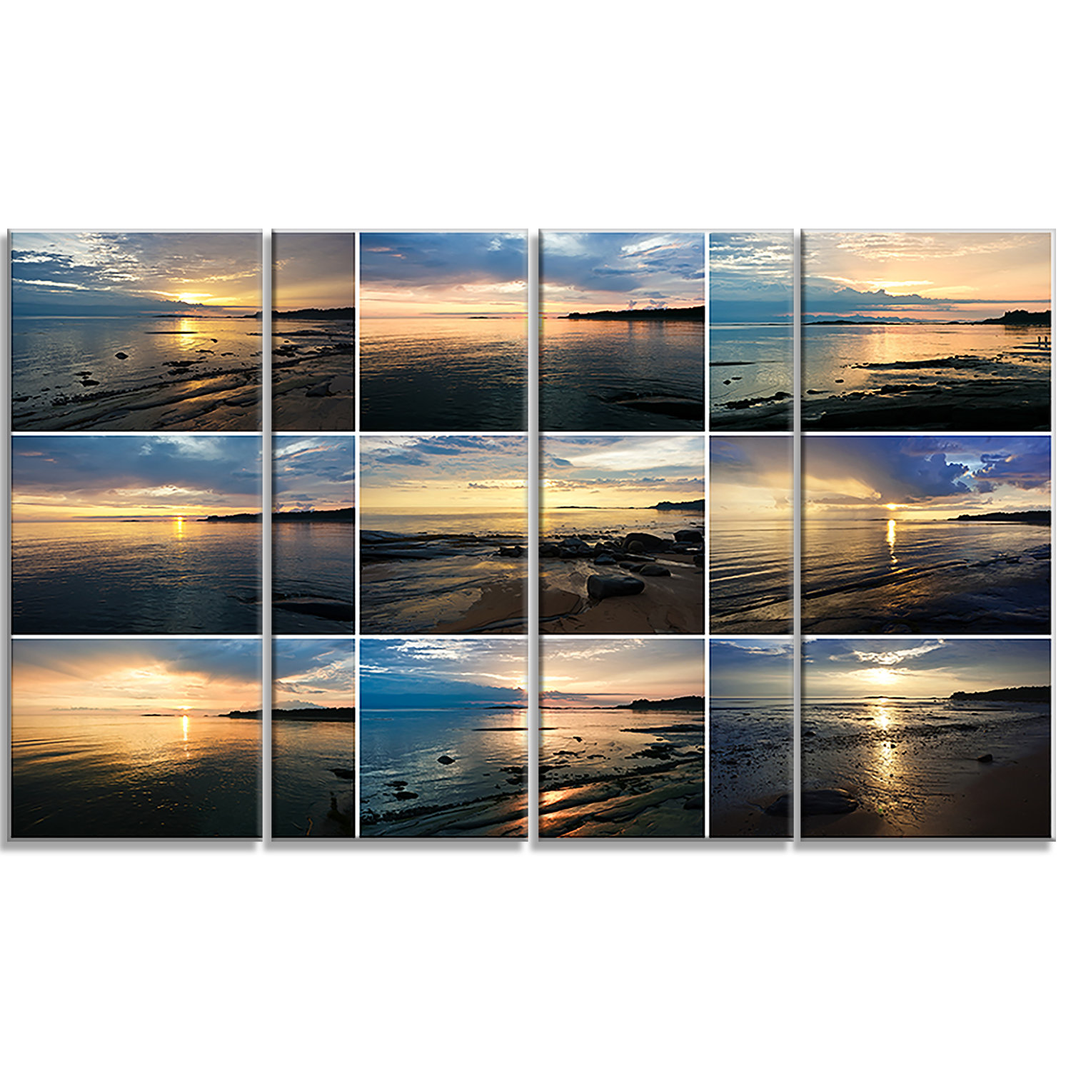 Design Art 'Sea Sunset Collage' Photographic Print Multi-Piece Image on ...
