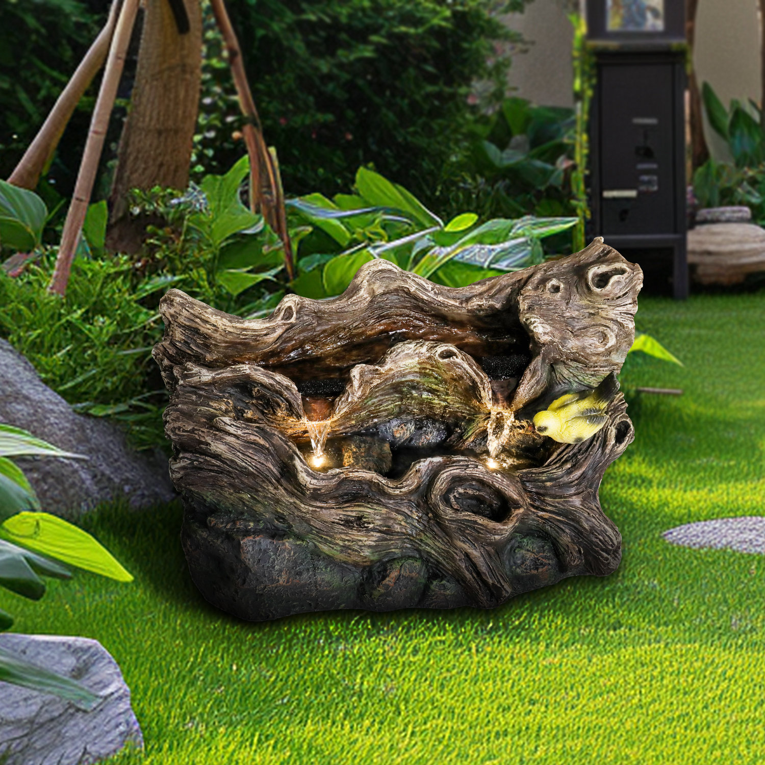 Millwood Pines Outdoor Garden Water Fountain - Tree Trunk Fountains ...