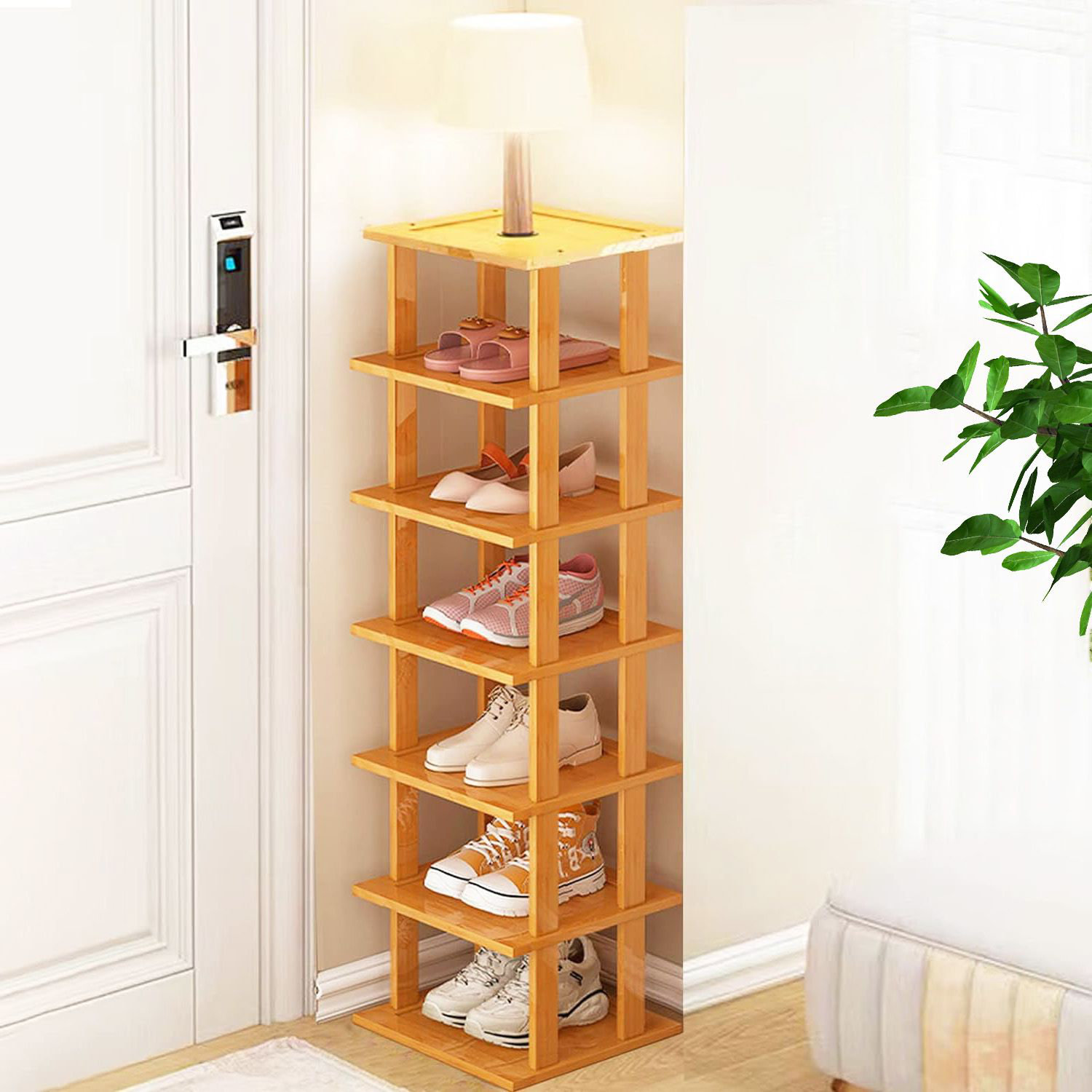 Rebrilliant Bamboo Shoe Rack - Vertical Shoe Rack For Small Spaces ...