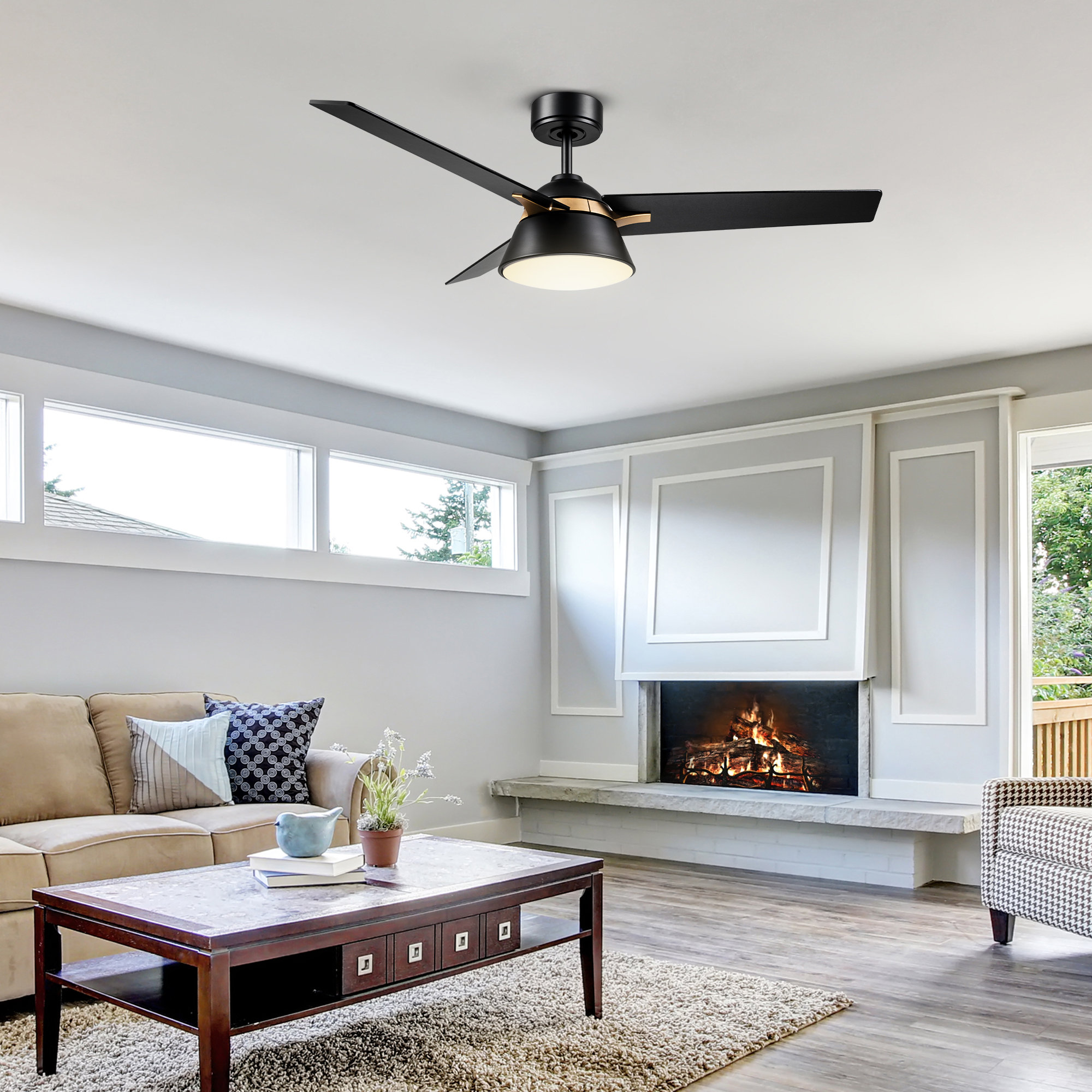 Ebern Designs 48'' Nikkei 3 - Blade LED Standard Ceiling Fan with ...