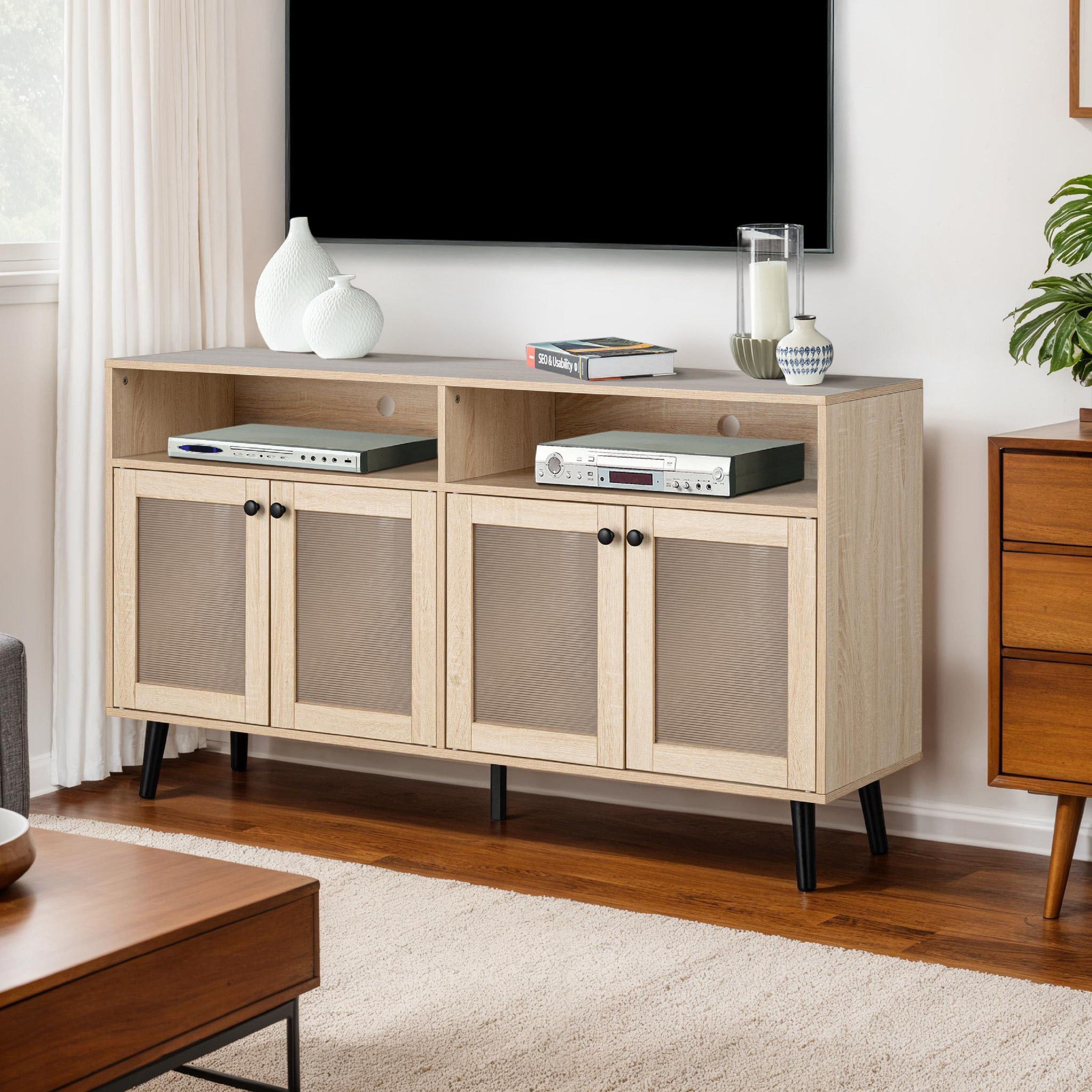 George Oliver Keshi 56-Inch Tv Stand With 4-Door And Cable Management ...