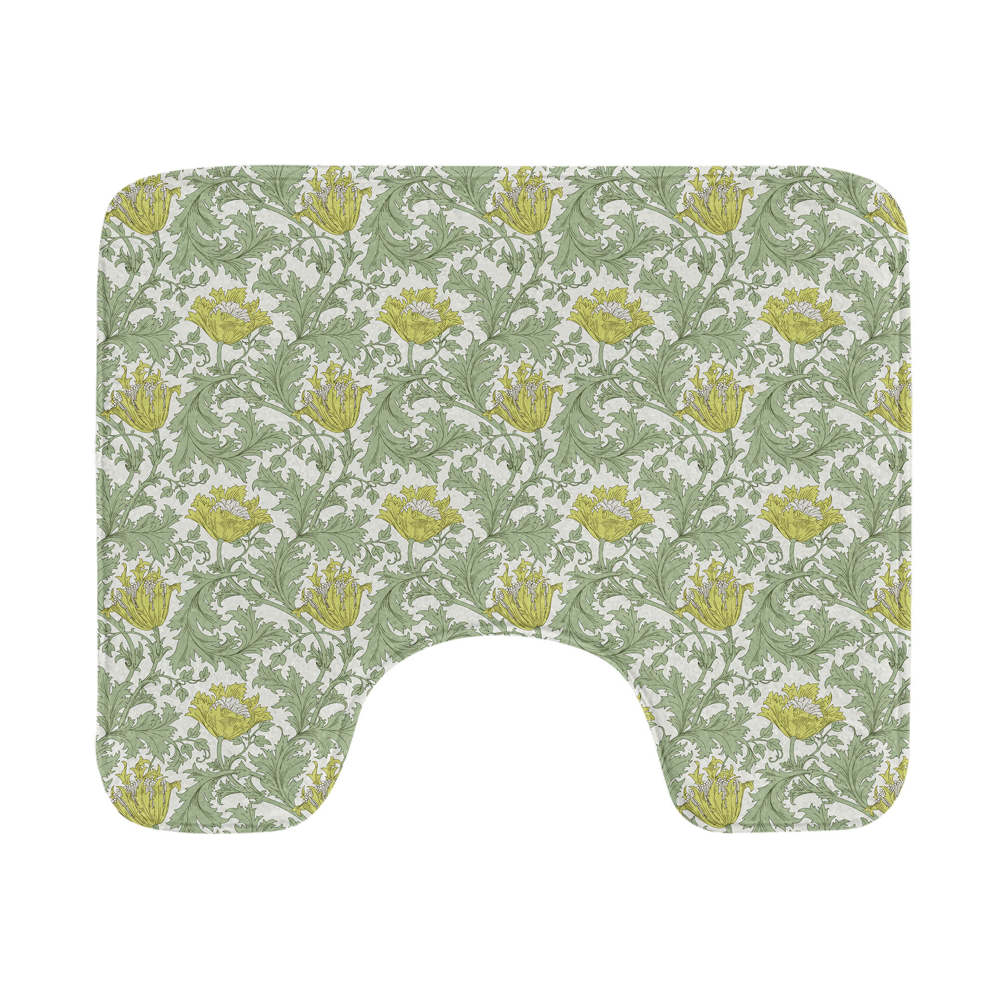 East Urban Home Floral Toilet Mat U-Shape Bathroom Rug 20" Pale Yellow ...