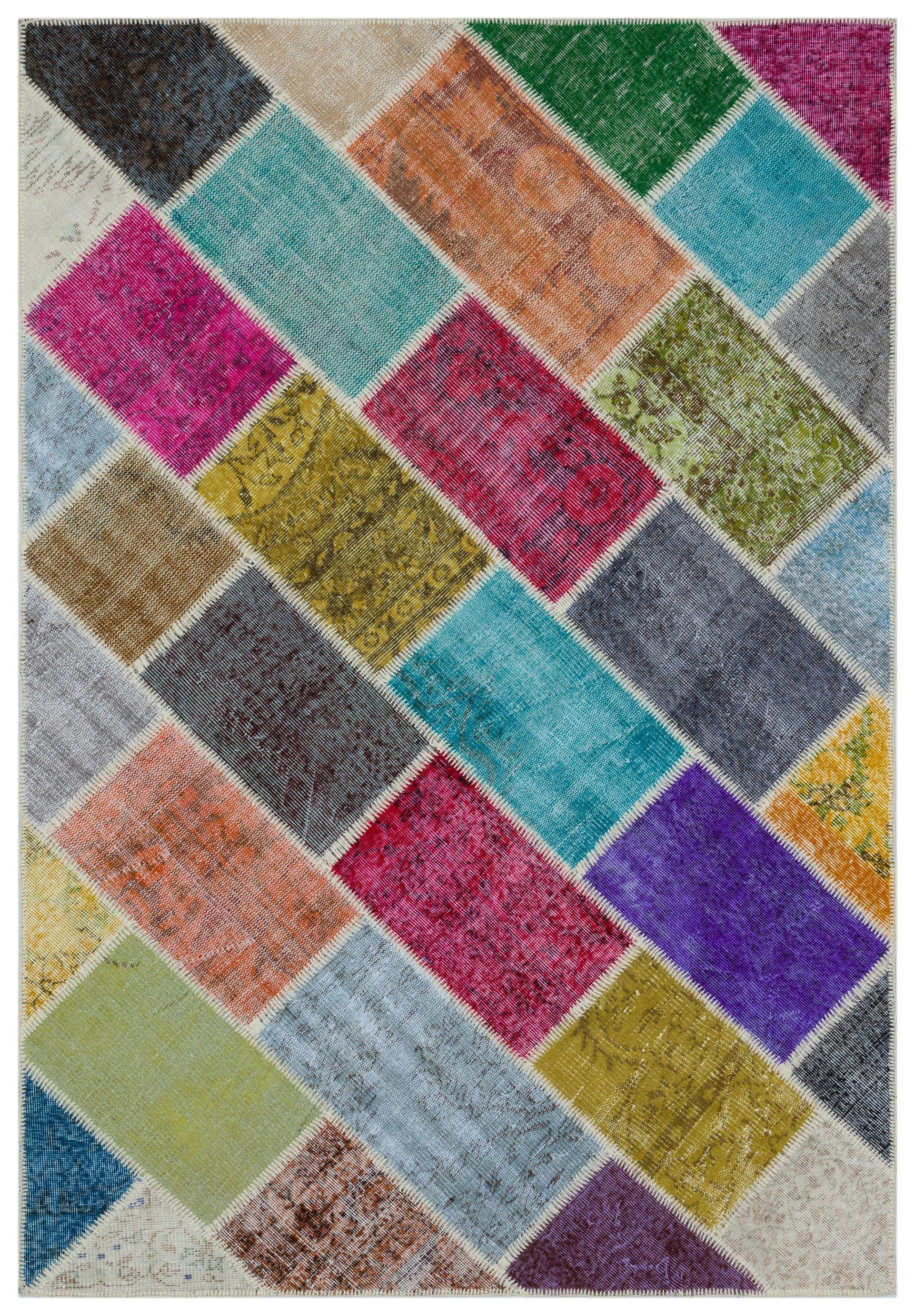 Dakota Fields Farshid Beige Patchwork Wool Handmade Area Rug - Wayfair ...