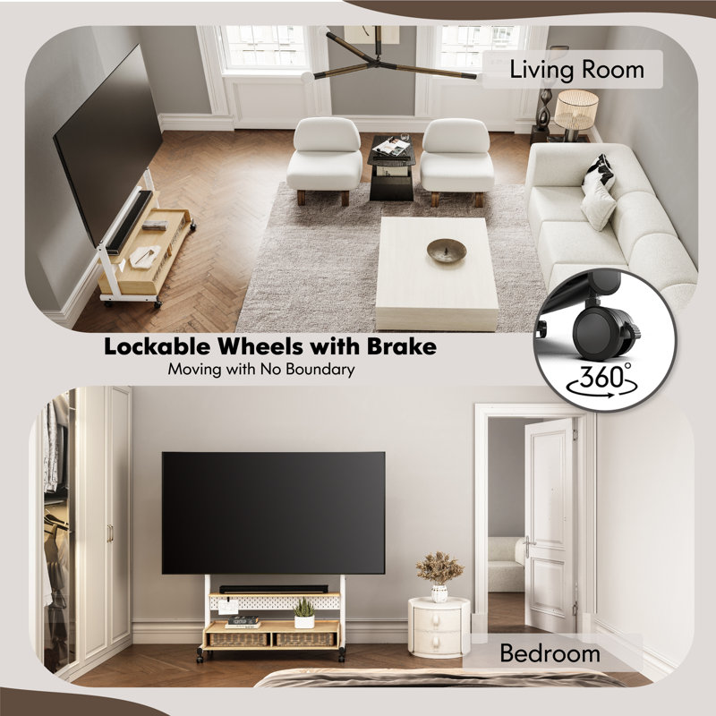 Wade Logan® Charrisse Modern Rolling TV Stand for 70-100 Inch TVs ...