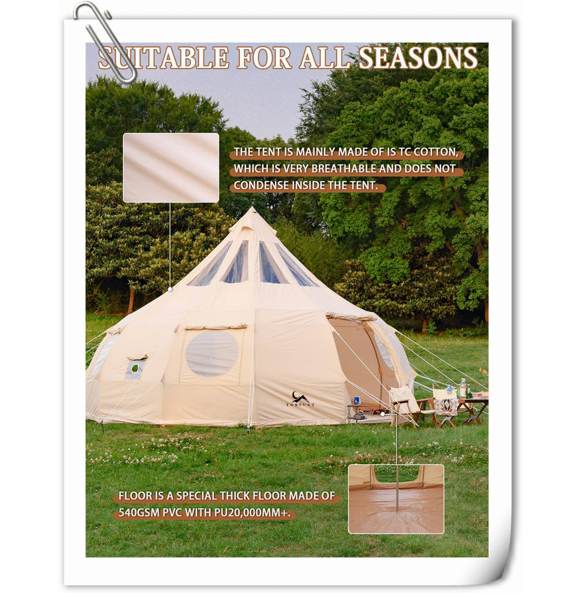 GLOBAL GIRLS LLC Canvas Tent With Stove Jack Bell Tent Yurt 16.4Ft ...