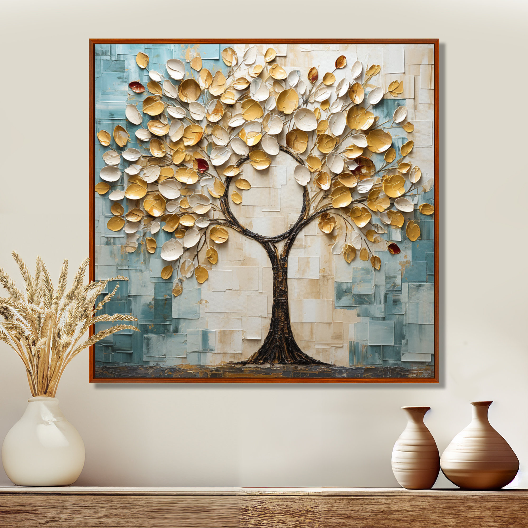 Winston Porter Minimal Winter Tree Vintage Teal - Tree Wall Art Decor ...