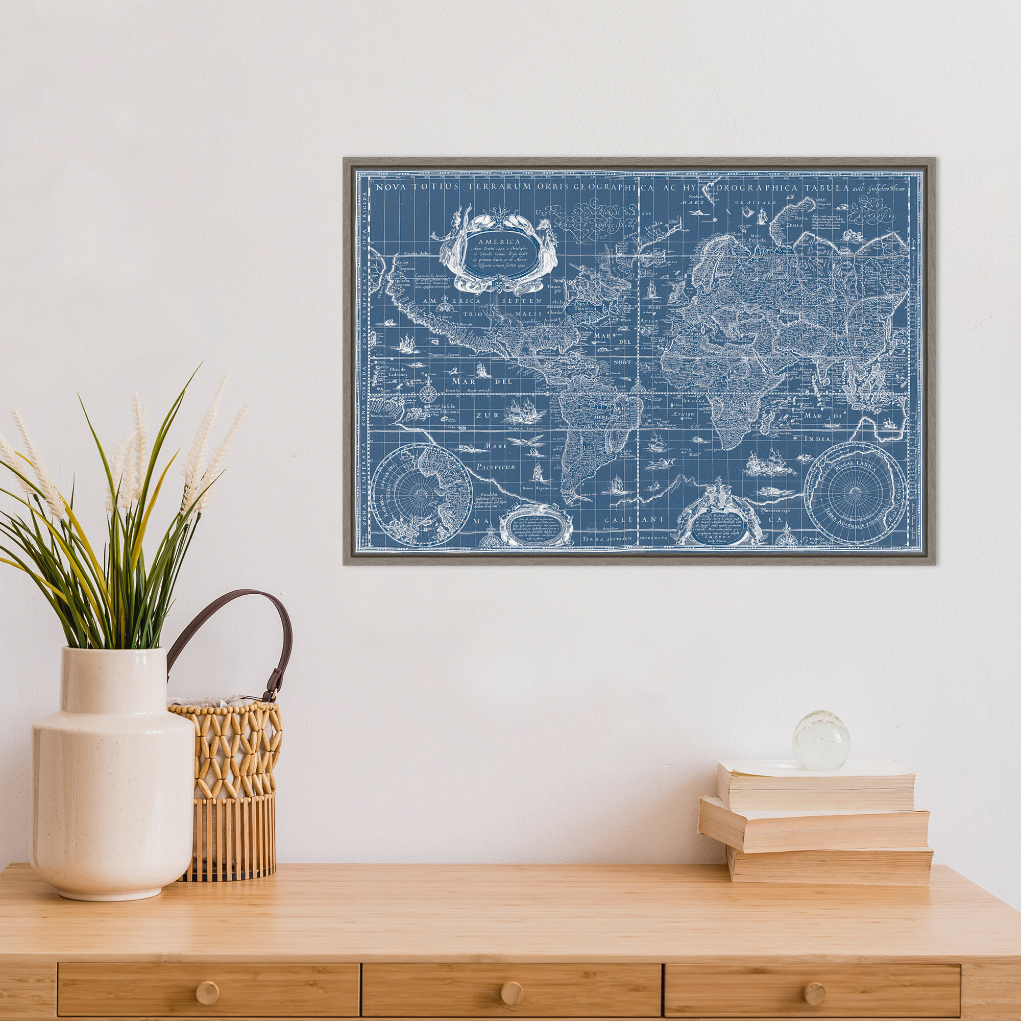 Breakwater Bay Blueprint World Map by Willem Blaeu - Print on Canvas ...