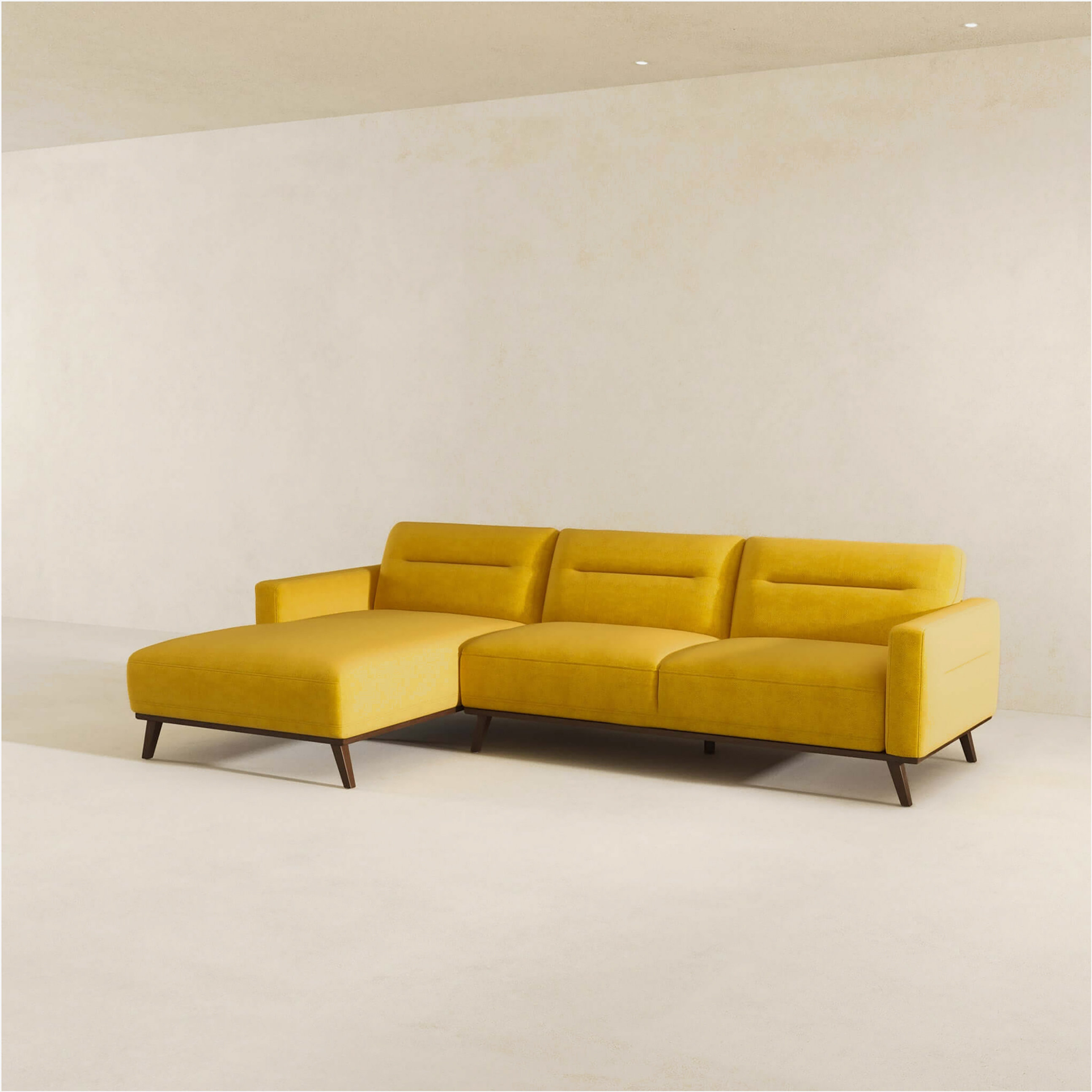 Corrigan Studio Ella L-Shaped Dark Yellow Linen Left Sectional Couch ...