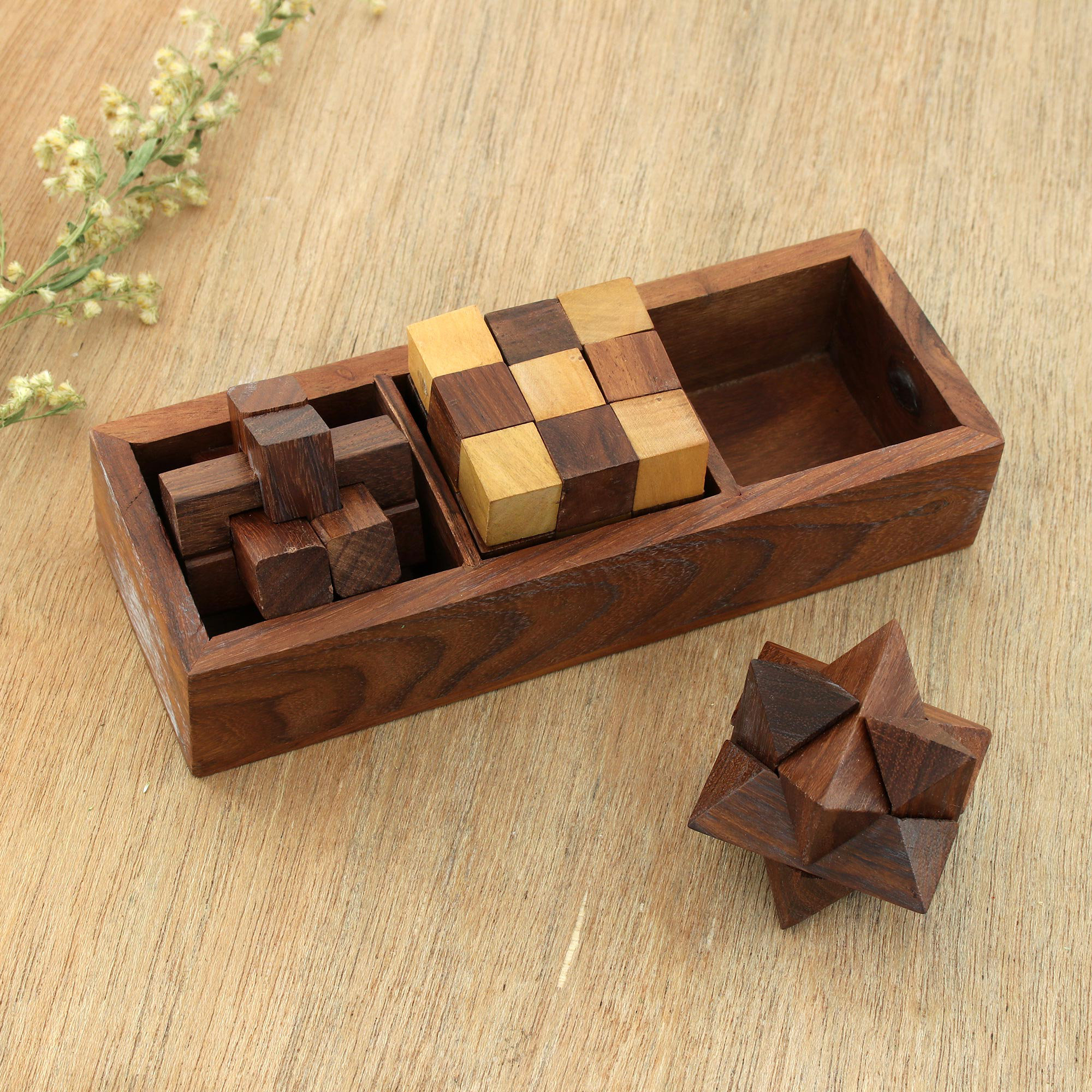 Union Rustic Tousignant Challenging Trio Wood Puzzle | Wayfair