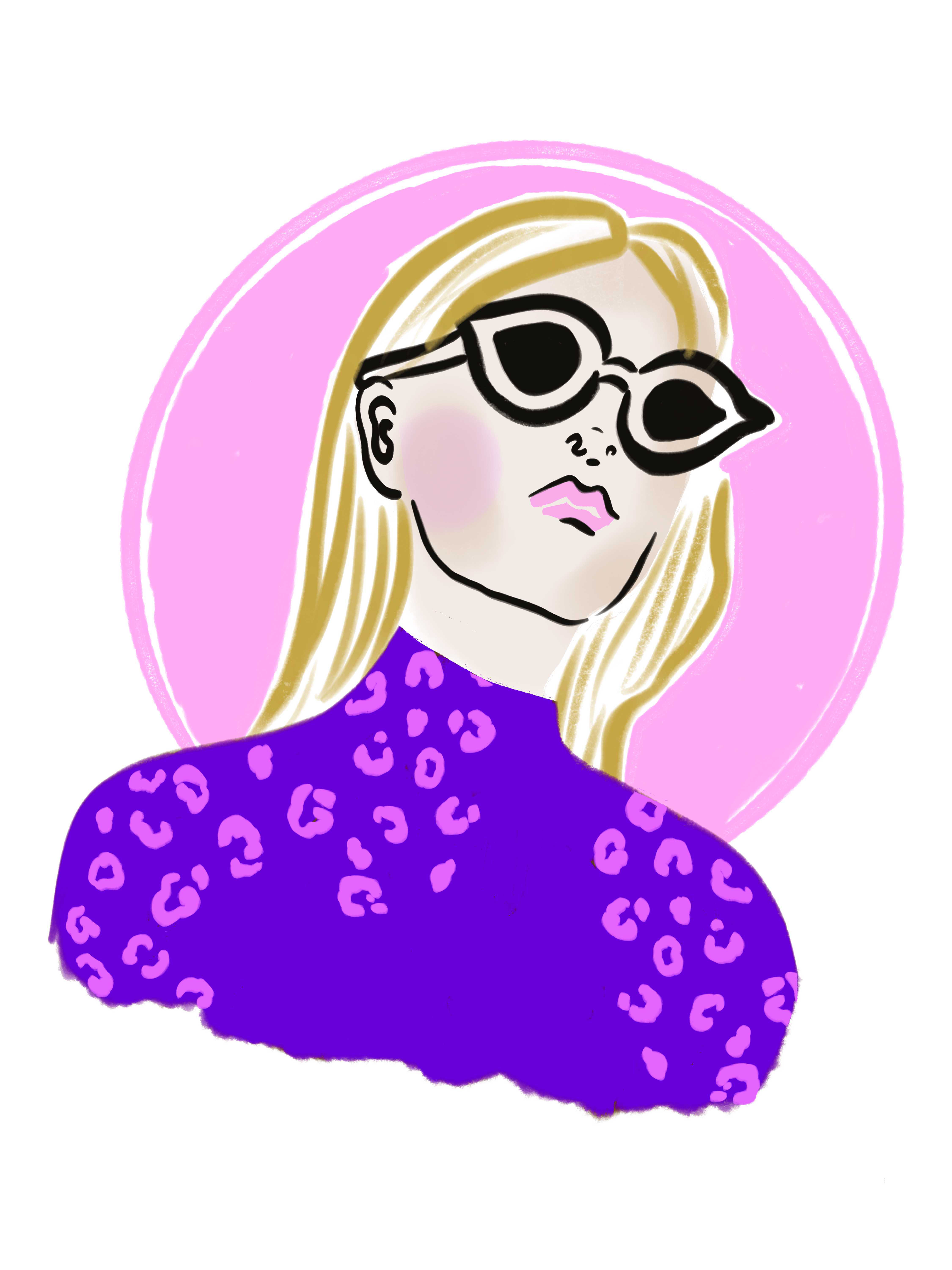 Wildon Home® Girl with Sunglasses and Leopard Shirt - Wrapped Canvas ...