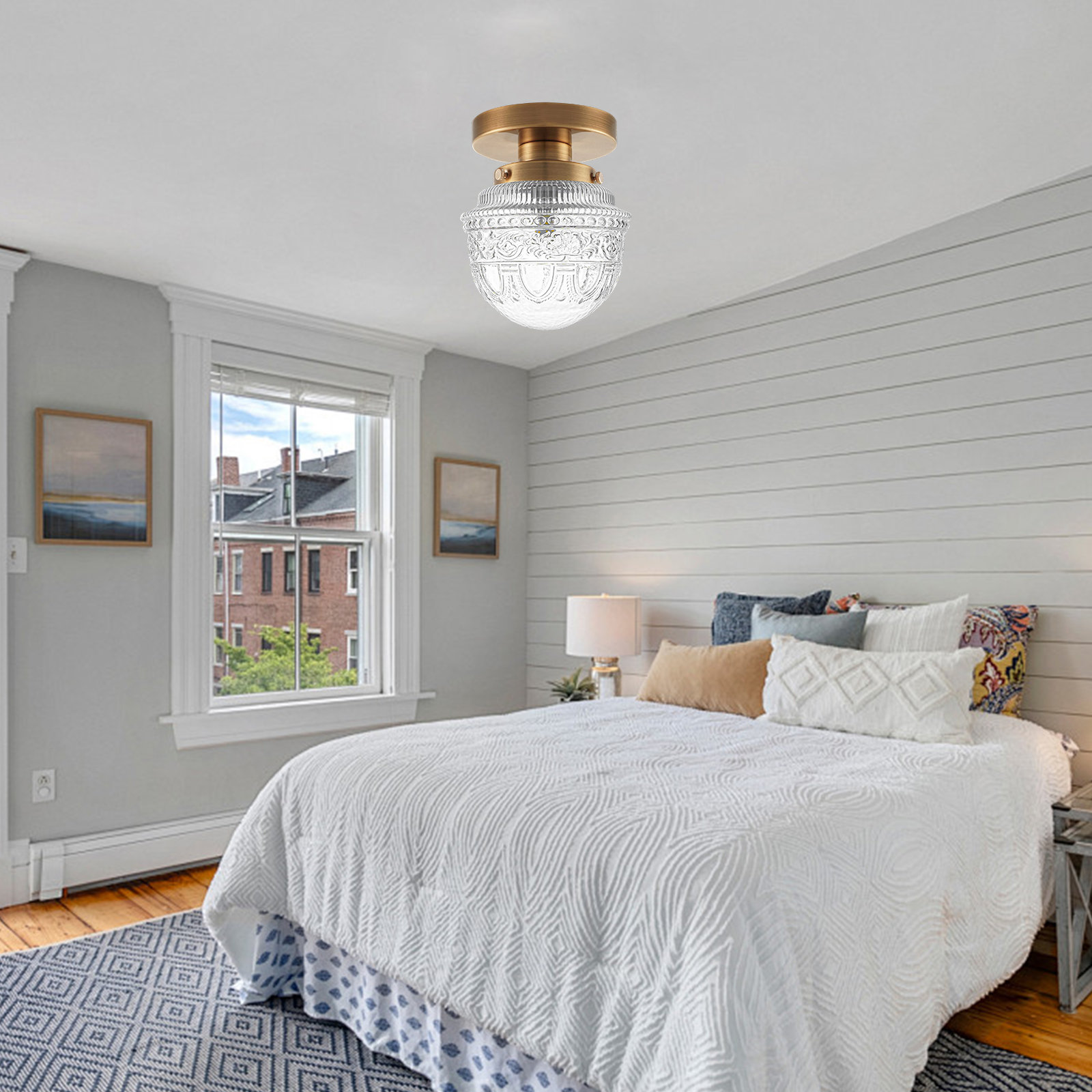 House of Hampton® Semi-Recessed Ceiling Light, Compact Blown ...