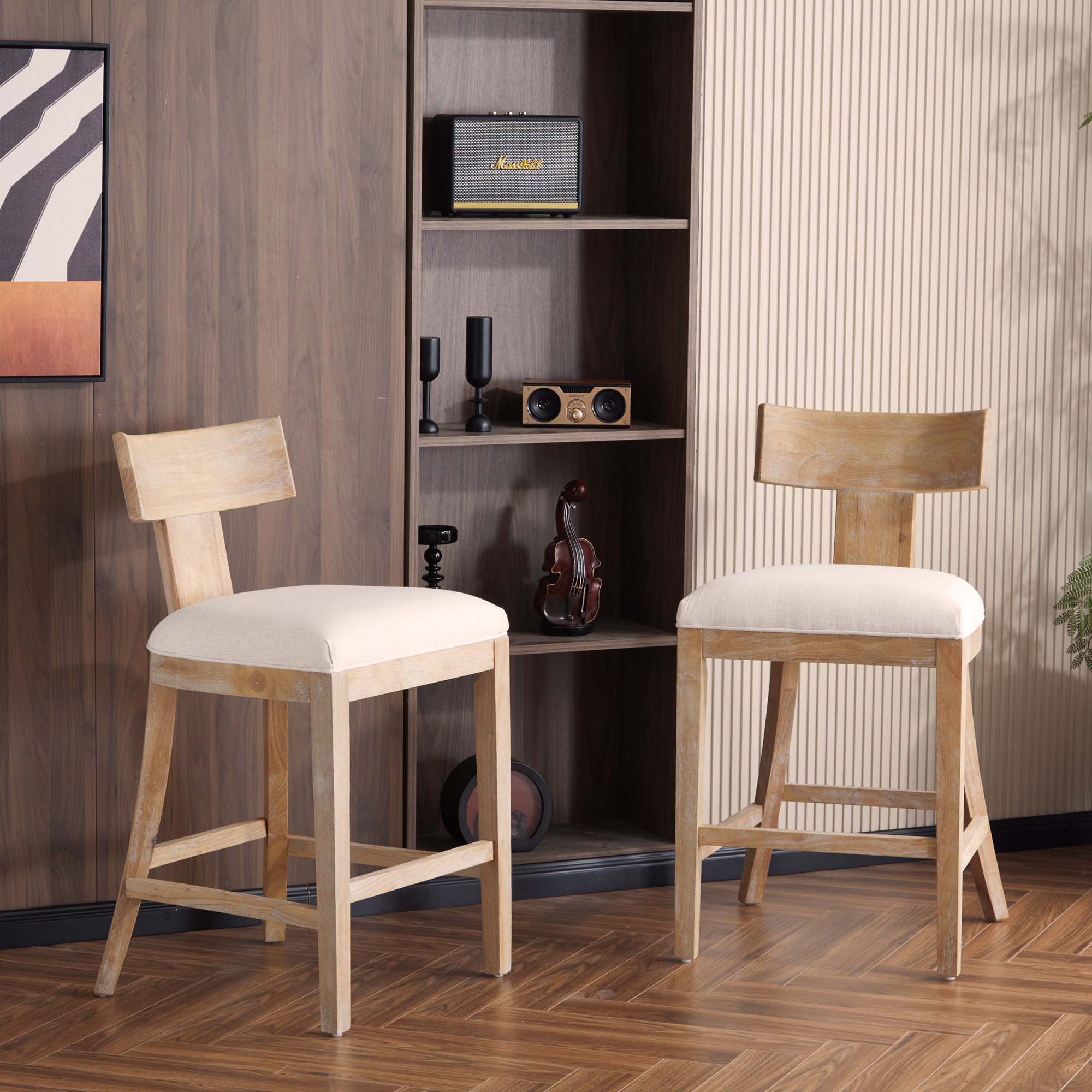 Red Barrel Studio 27" Counter Stools Set of 2, Upholstered Counter ...