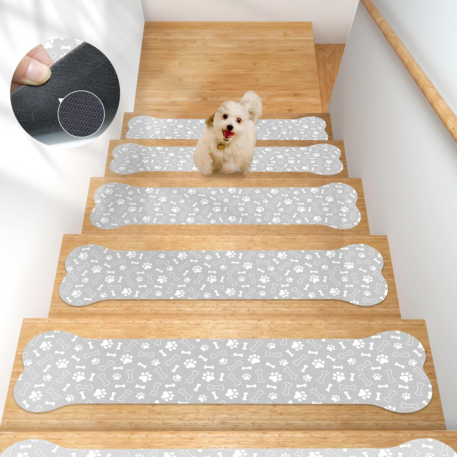 Lark Manor Non Slip Stair Treads For Wooden Steps, Rubber Backing Bone ...