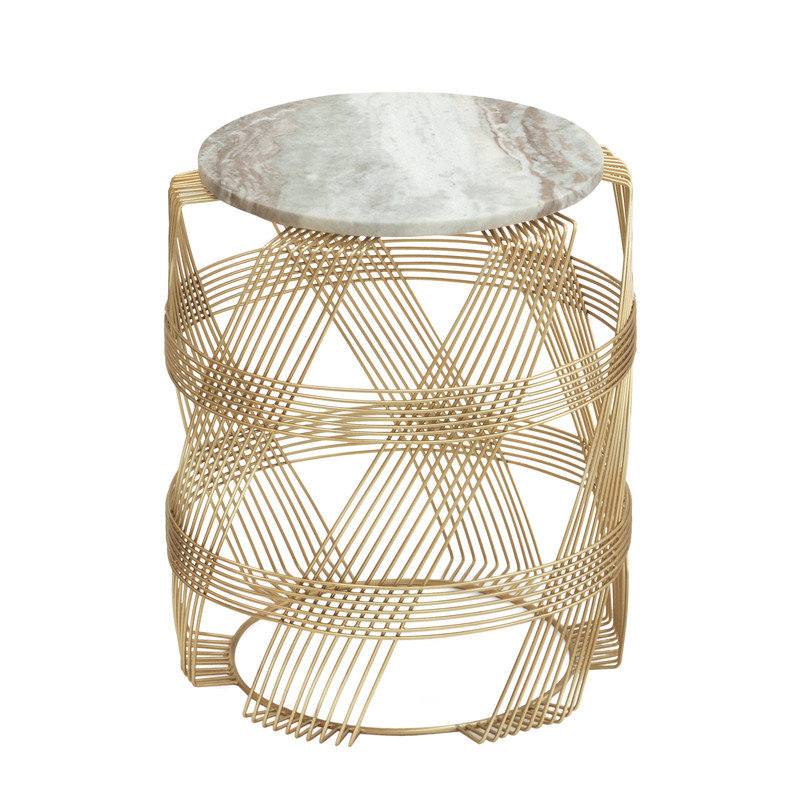 Mercer41 ROUND WIRE TABLE WITH MARBLE TOP | Wayfair