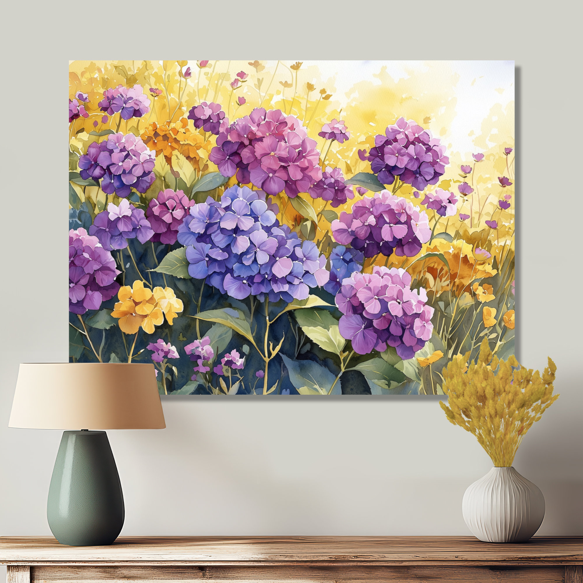 Lark Manor™ Jadarious Summer Hydrangea Blooms In The Meadow II - Hydrangea Wall Art | Wayfair