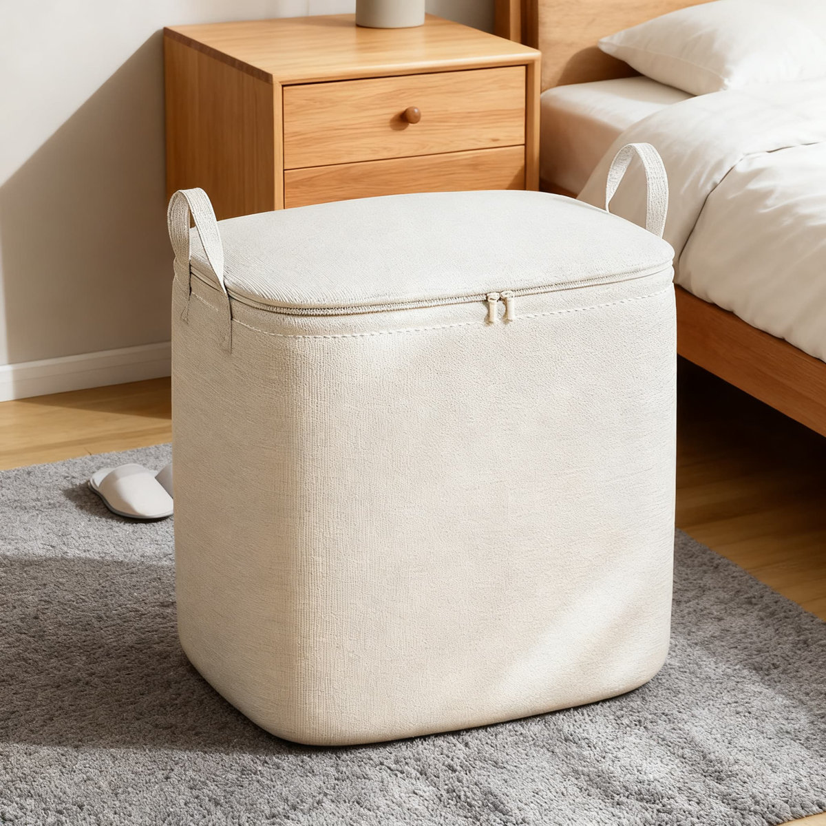 Hokku Designs Cotton Linen Storage Bag For Blankets, Large Capacity ...