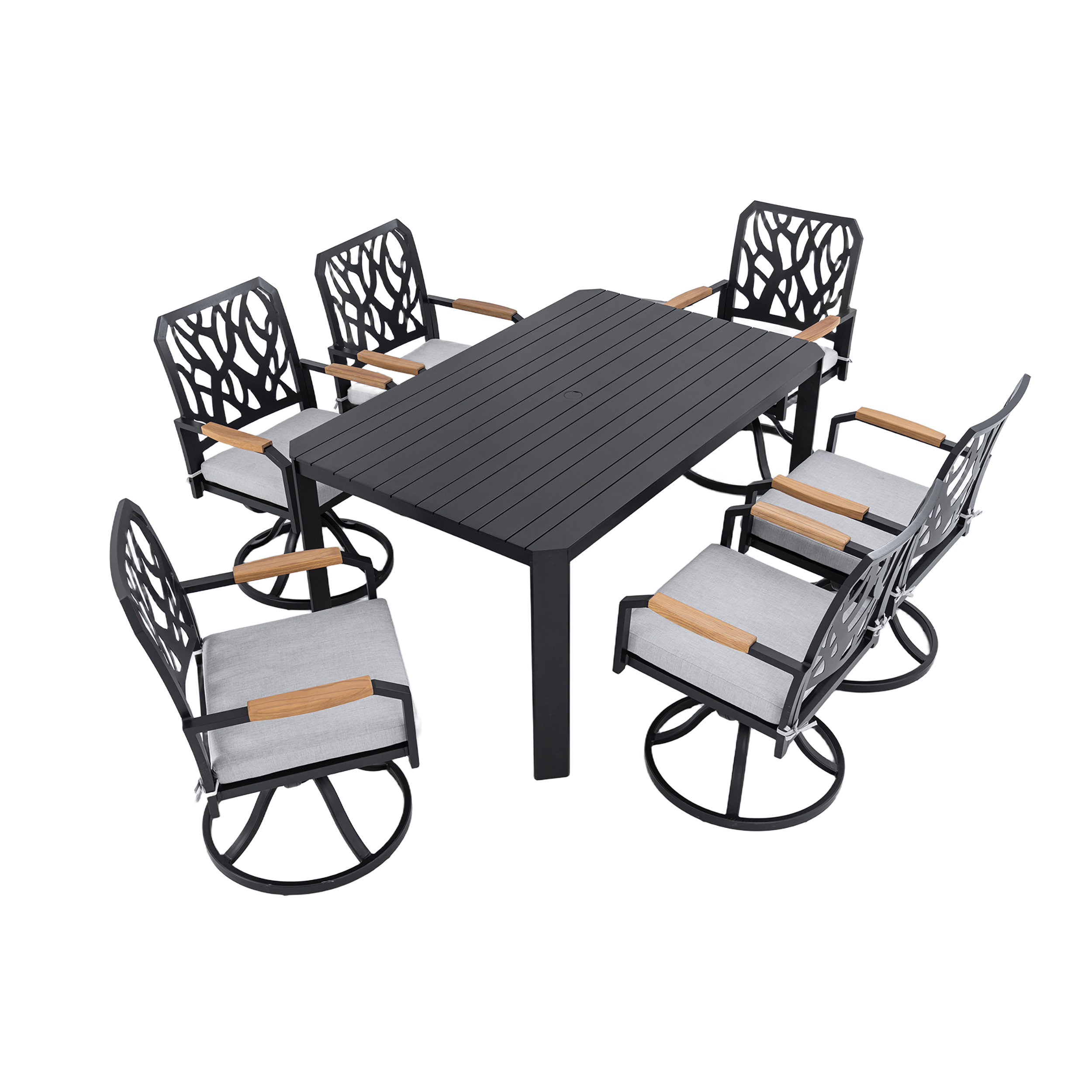 Hokku Designs 7-Piece Modern Outdoor Aluminum Dining Set With 6 Swivel ...