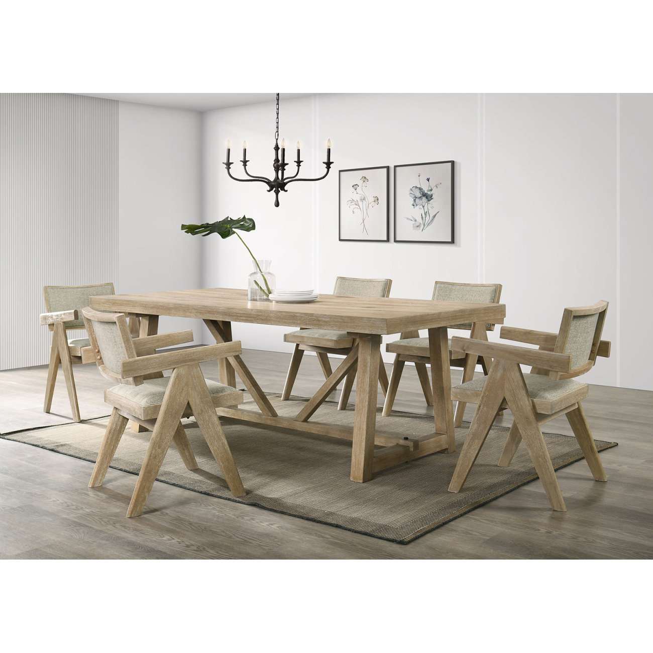 Latitude Run® Dining Room Table Oak Finish Dining Table Trestle Base ...