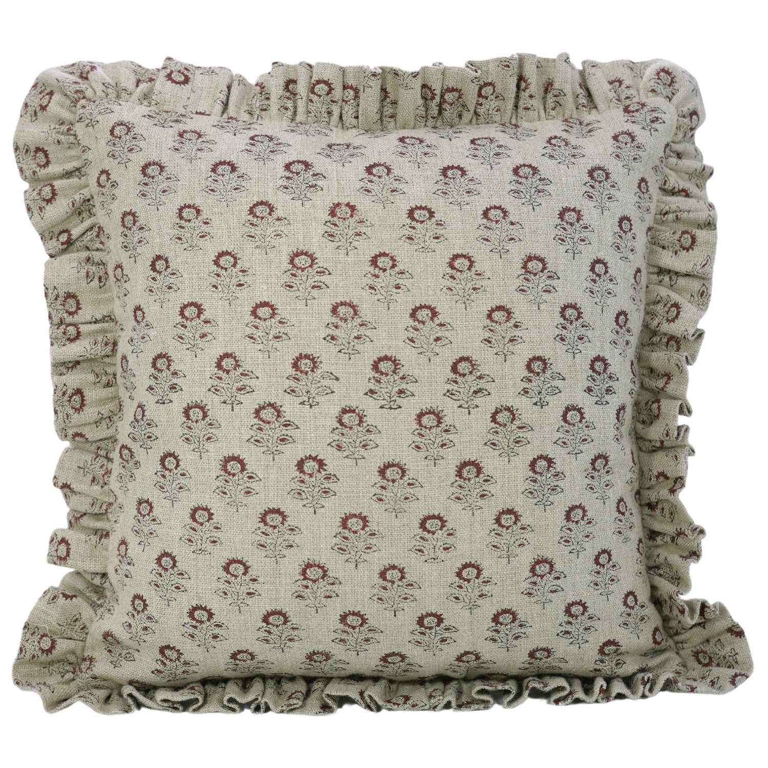 Fabdivine Block Print linen Frill Pillowcase cushion Cover, Spring ...