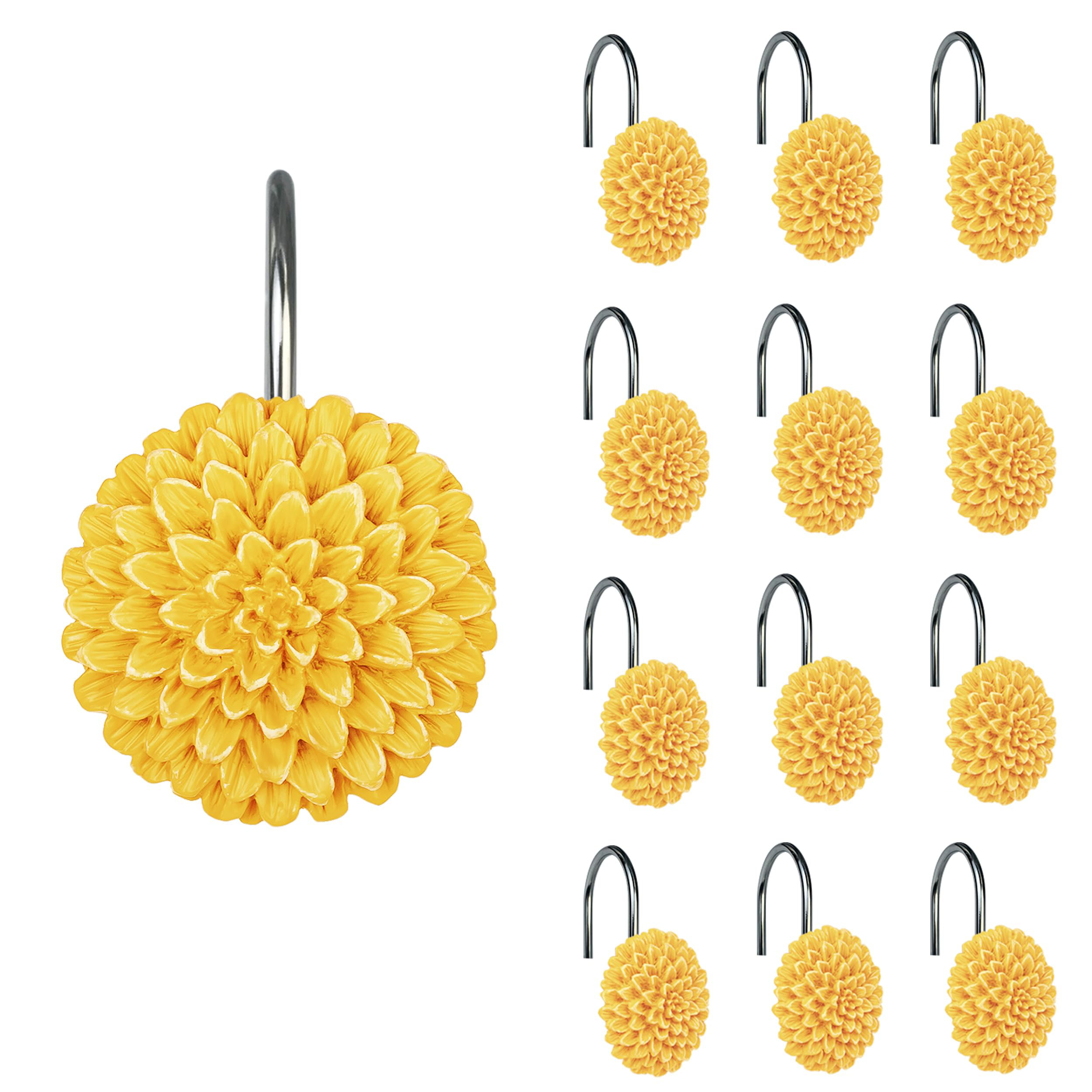 BOJUNTAN Decorative Floral Shower Curtain Hooks, Dahlia Pinnata Flower ...