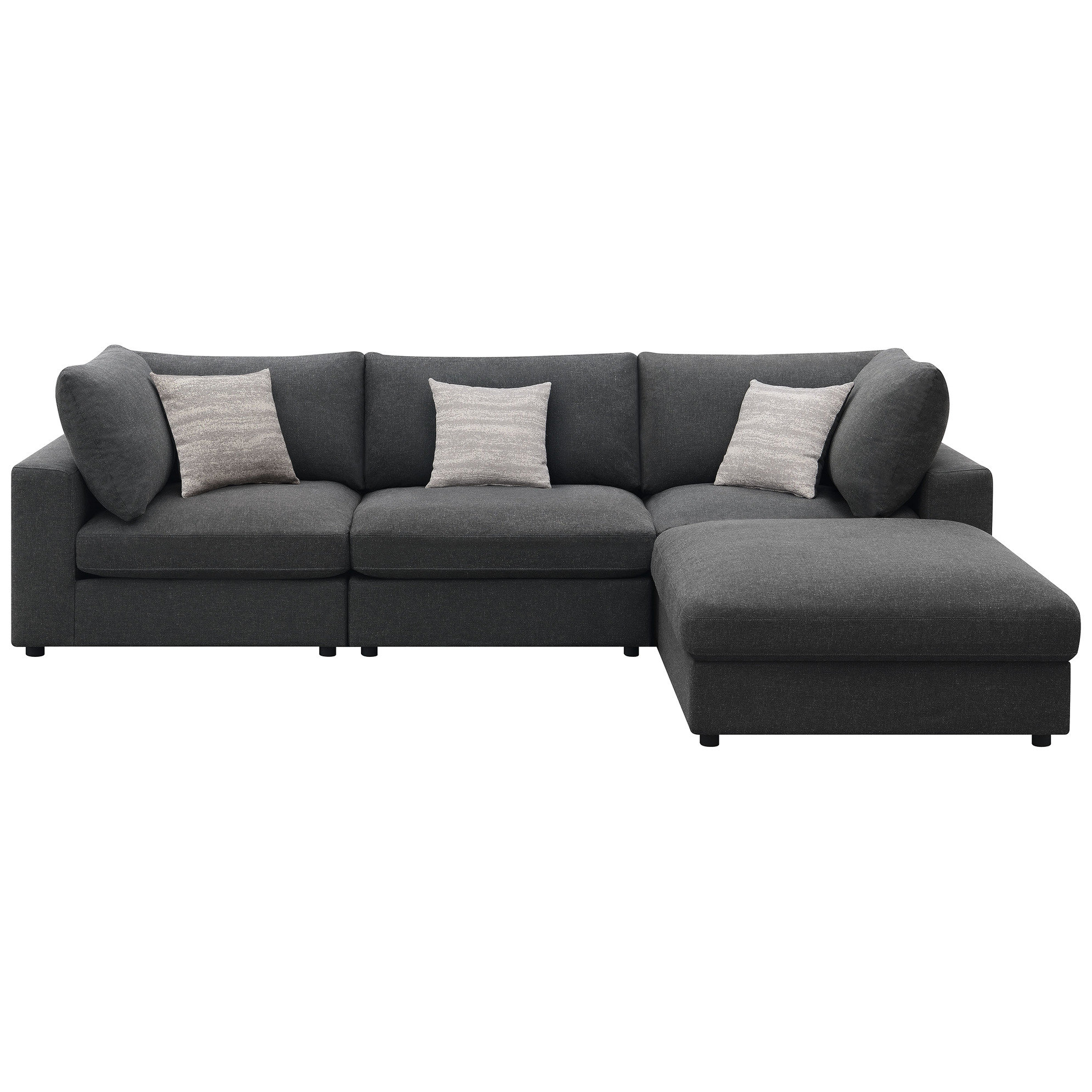 Hokku Designs 4 Sectional With In Charcoal Upholstery, Modular Design ...