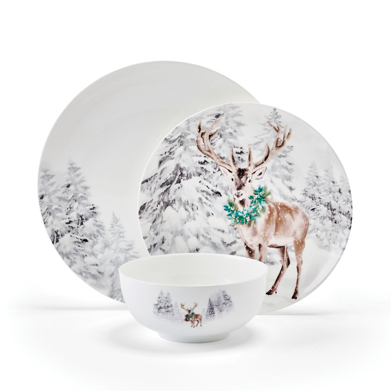 Mikasa Woodsy Winter 12-Pc Bone China Dinnerware Set, Service For 4 ...