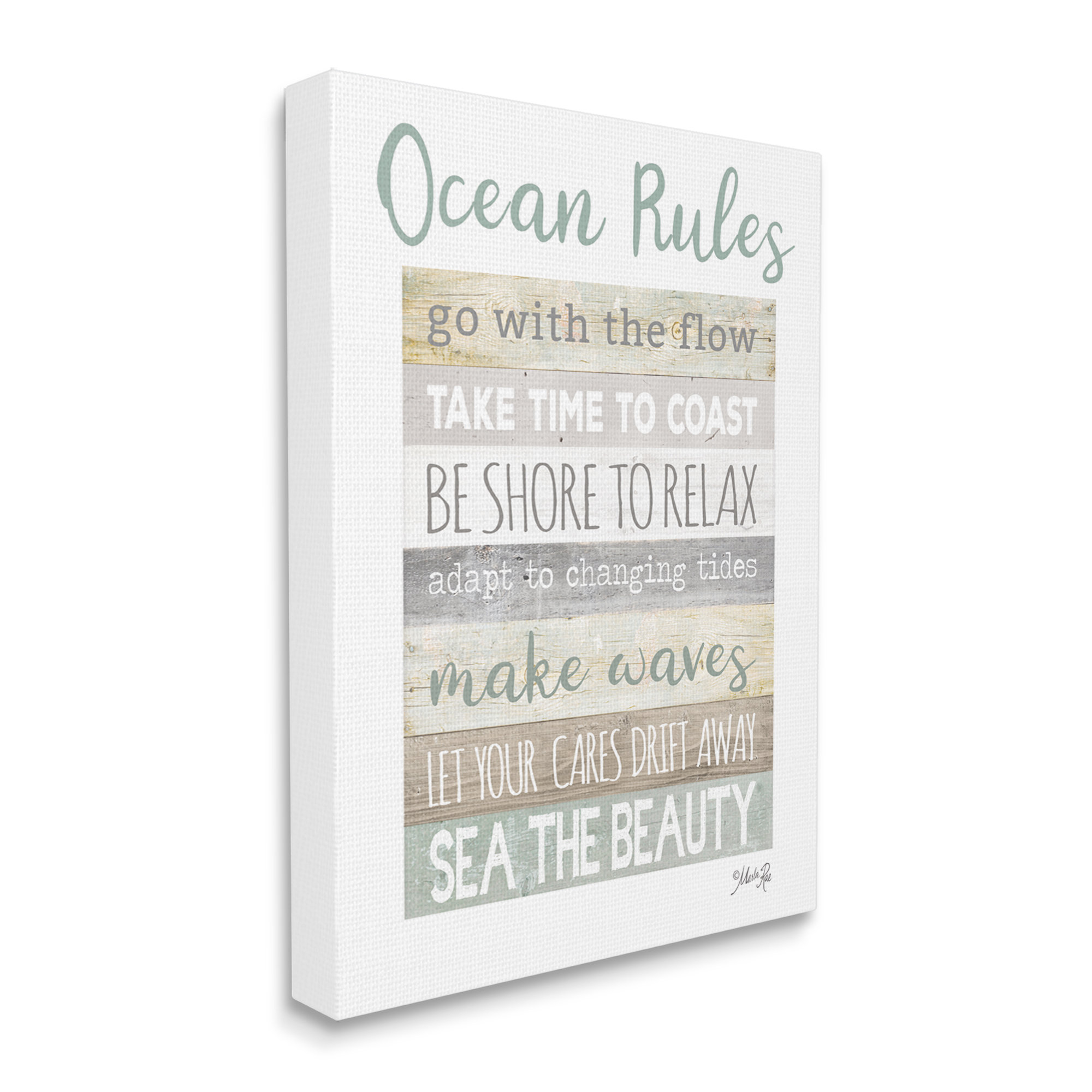 Stupell Industries Ocean Rules Rustic List Canvas Wall Art Design by ...