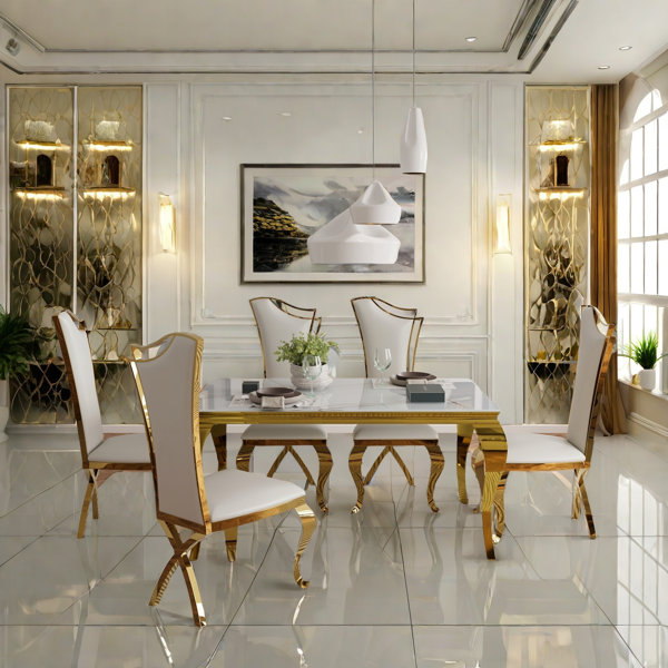 jajaplus Luxury King Chairs Throne White PU Leather Dining Room Chair ...