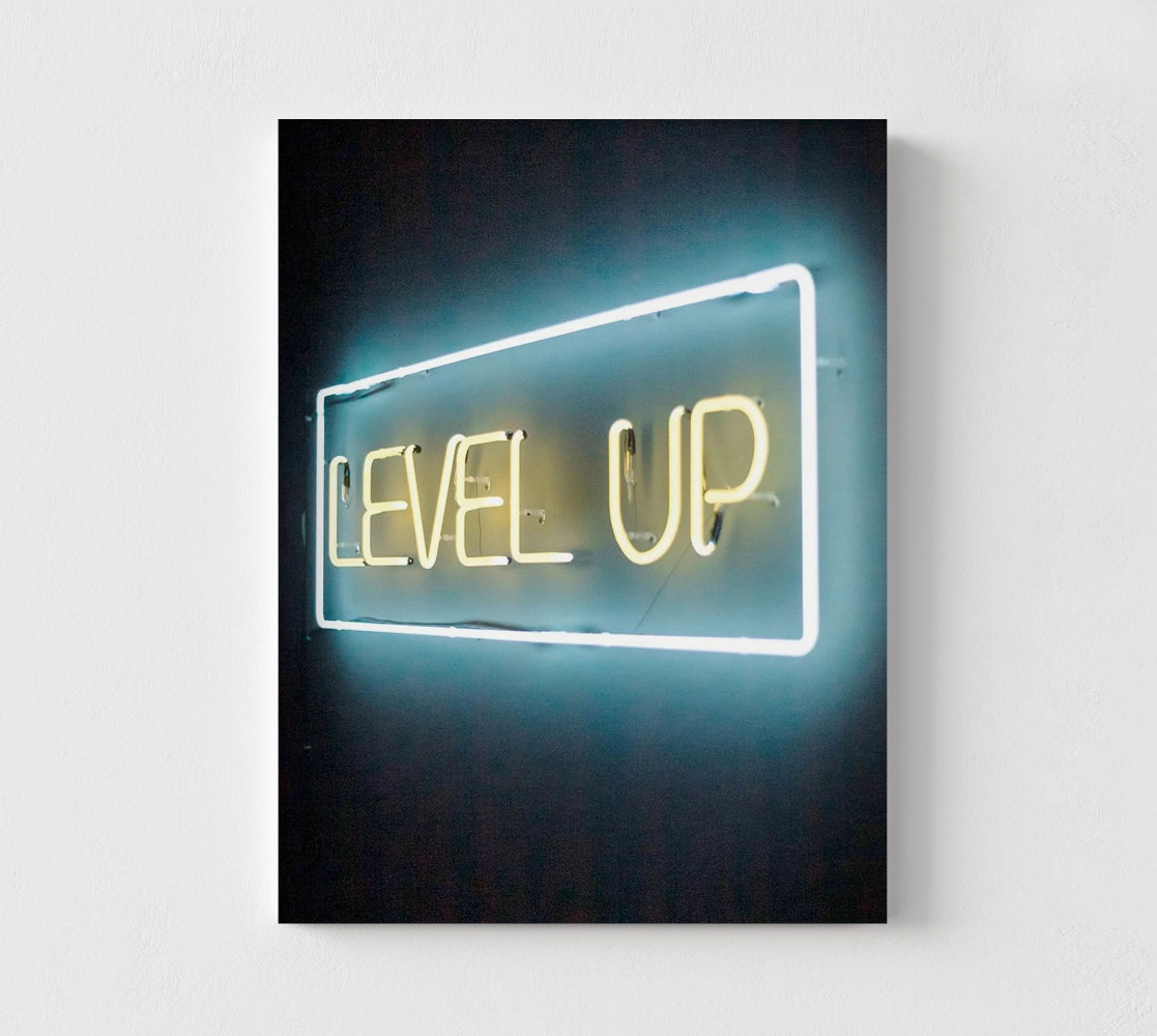 WeFrameArt Level Up B Leah Straatsma, Gaming Sign Poster, Video Game ...