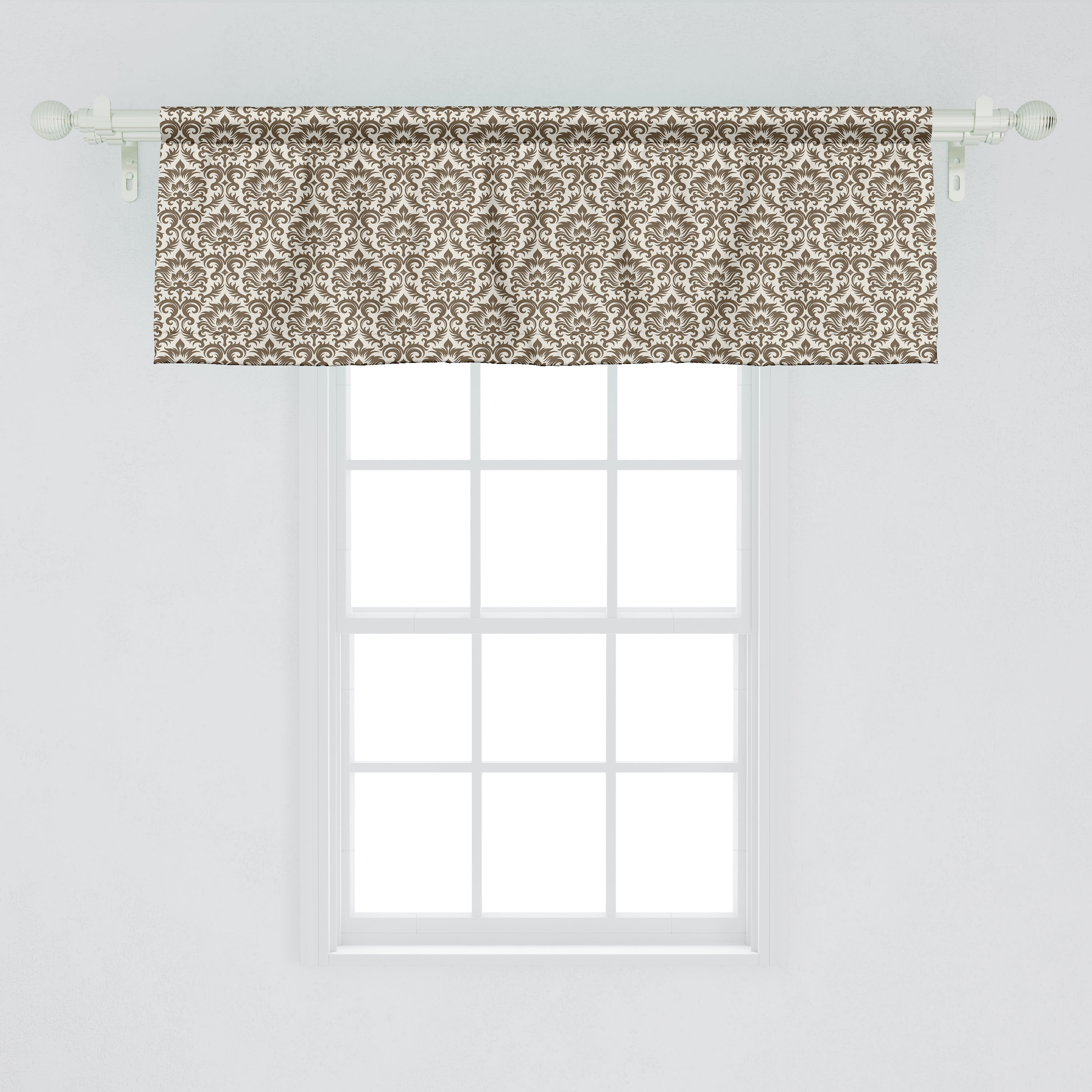 Ambesonne Damask Valance Pack of 2 Antique Victorian Floral Army Green ...