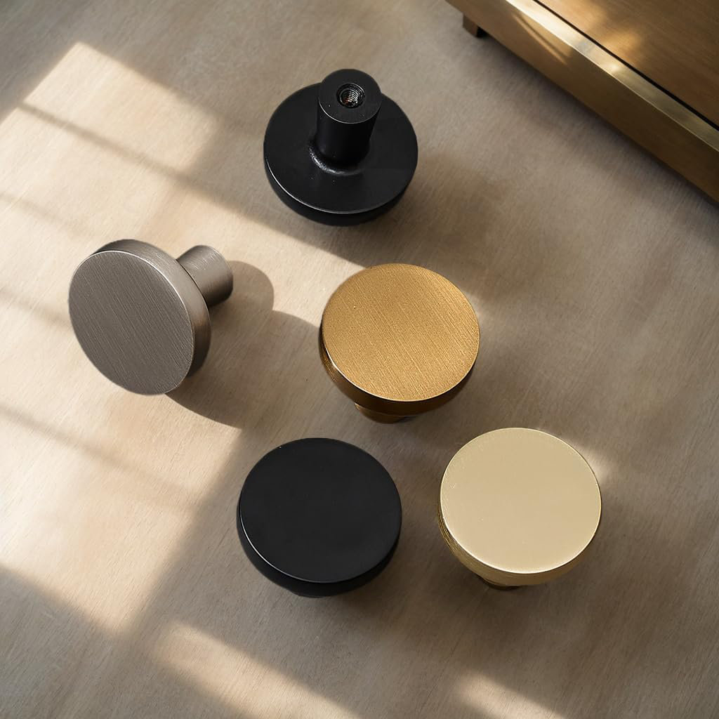 Amzico Vintage Round Oil Rubbed Bronze Cabinet Knobs - 6 Pack 1.26 Inch ...