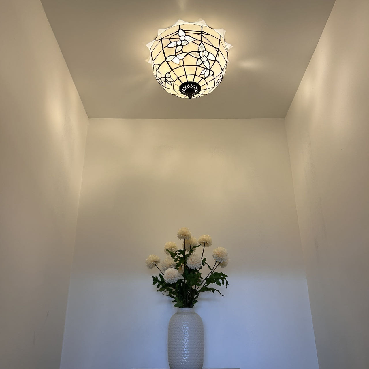 Astoria Grand Tiffany Ceiling Lights Fixture White Stained Glass ...