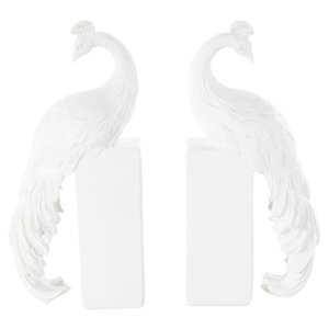 Mercer41 Cole And Grey Resin Textured Peacock Decorative Bookends With ...