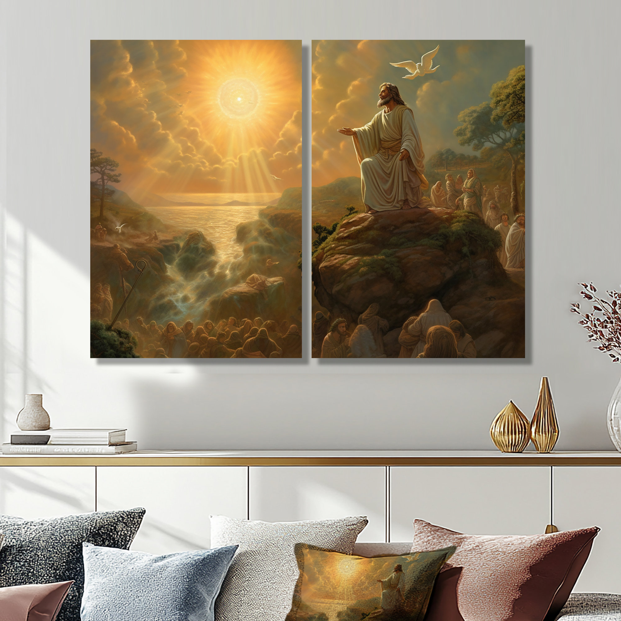 Mercer41 Jesus Modern Devotion I - Yellow Wall Decor 2-Panels | Wayfair