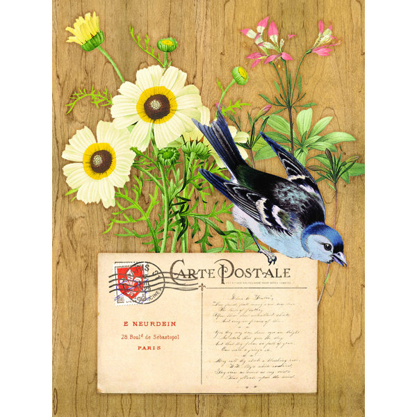 Winston Porter Bird Postcard Flowers 4 On Canvas Print - Wayfair Canada