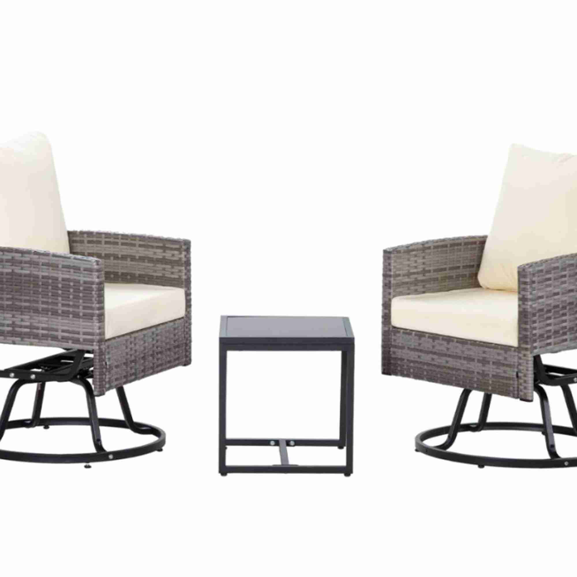 Winston Porter 3-Piece Wicker Patio Furniture Set Rattan Swivel Chairs ...