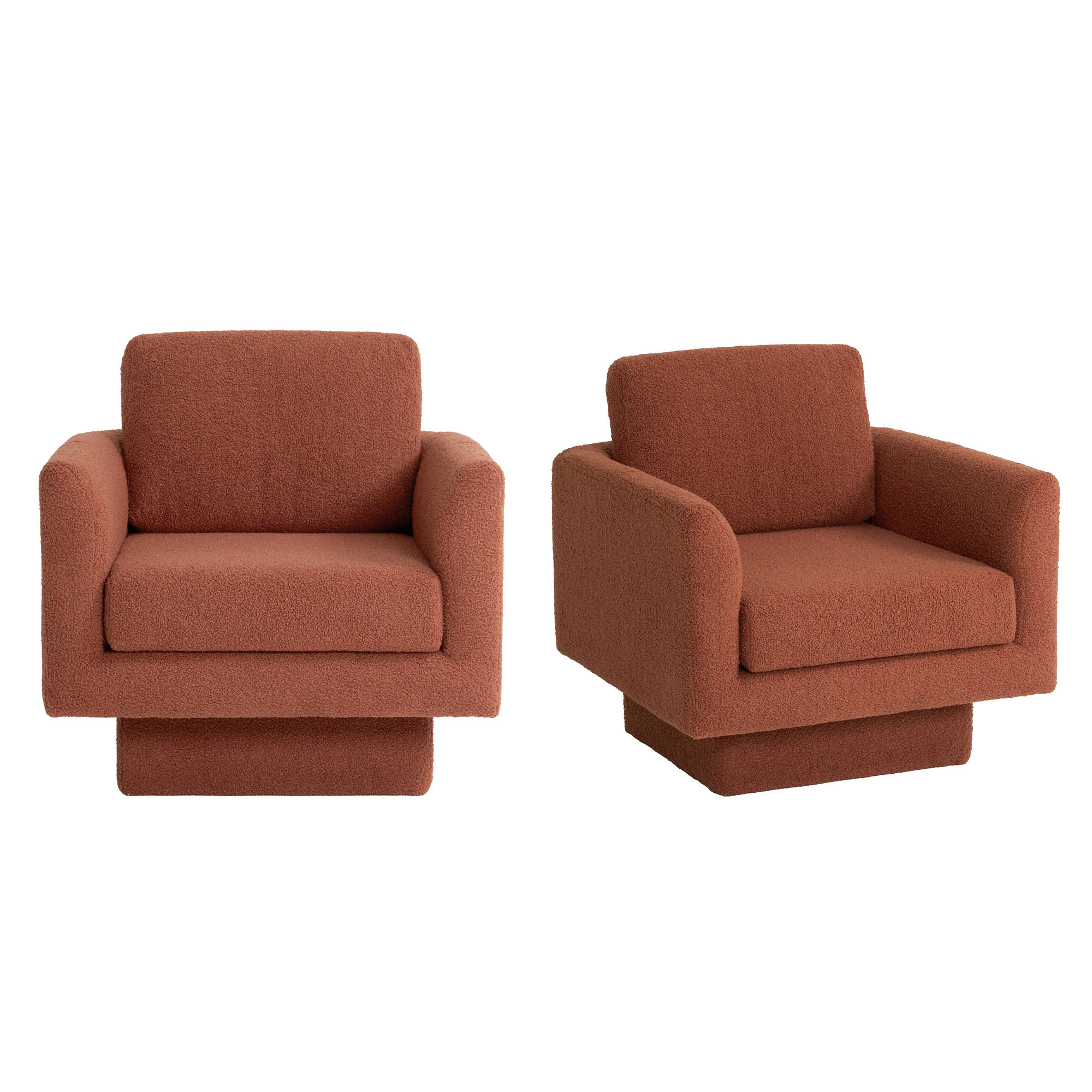Hokku Designs 2-Piece Modern Teddy Fabric Upholstered Swivel Accent ...