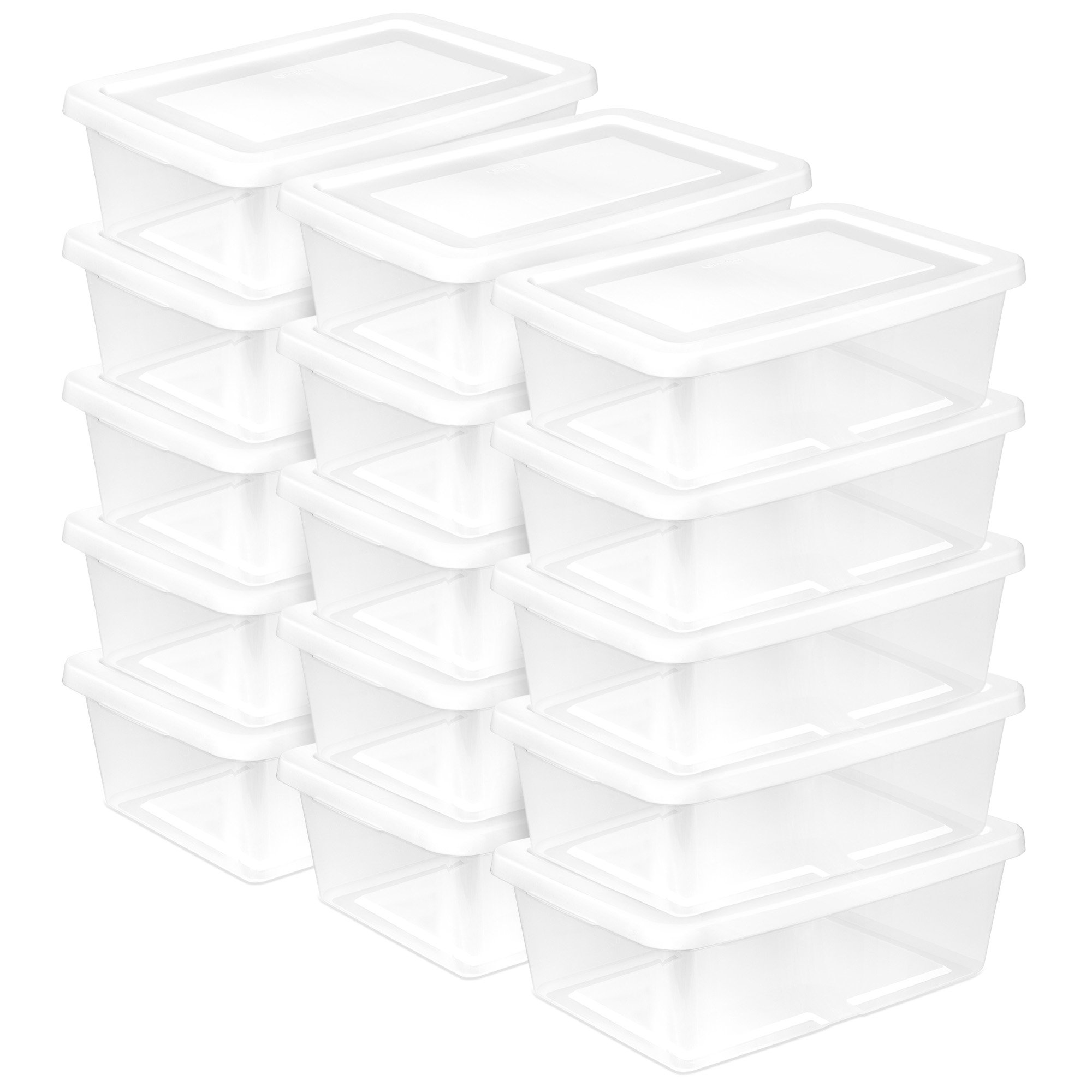 Sterilite 12 Qt Storage Box, Stackable Plastic Container Home Organizer ...