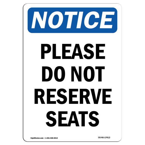 SignMission Please Do Not Reserve Seats Sign | Wayfair